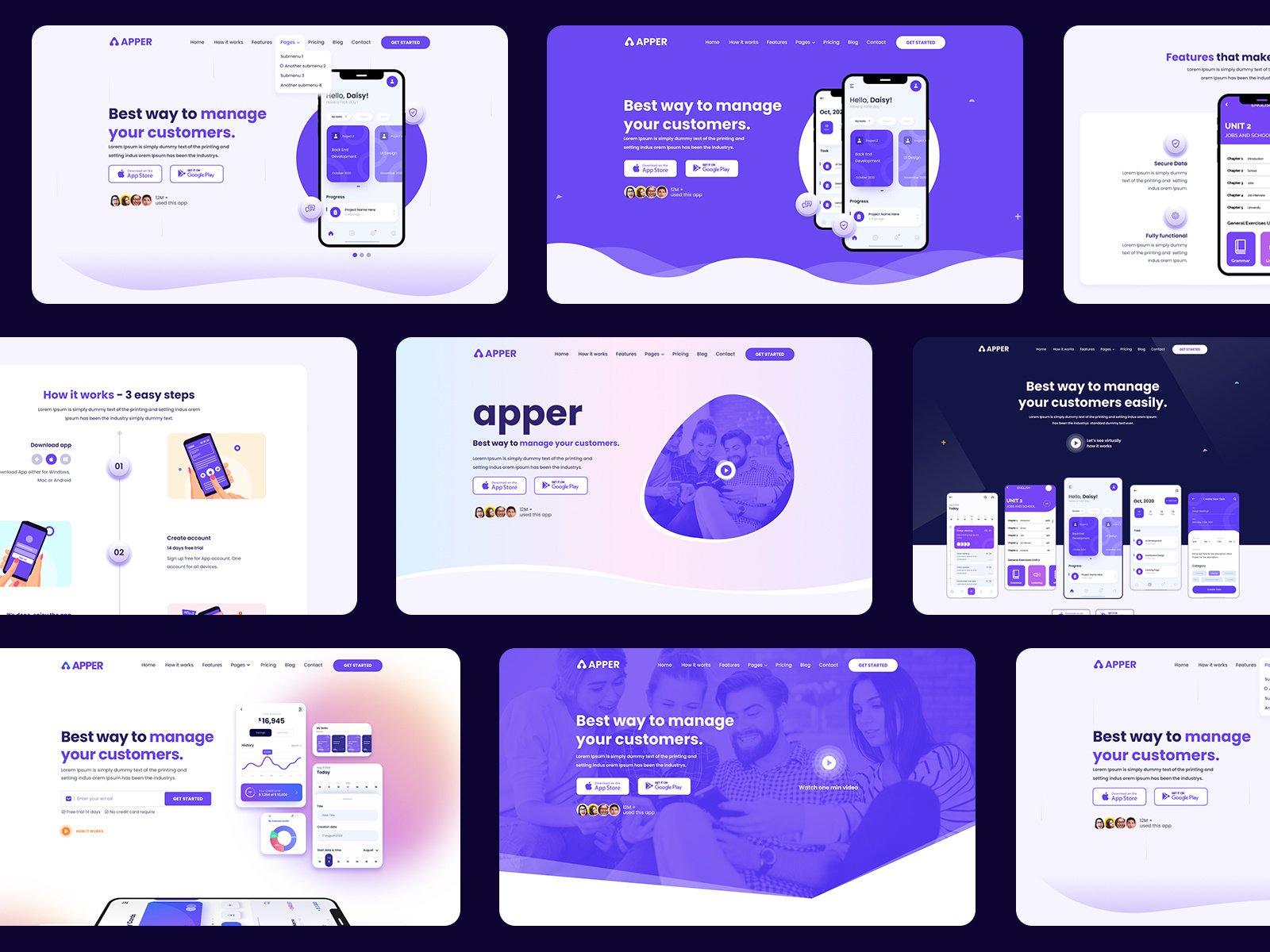 Apper - Mobile App Landing Page Design by sanjay on Dribbble