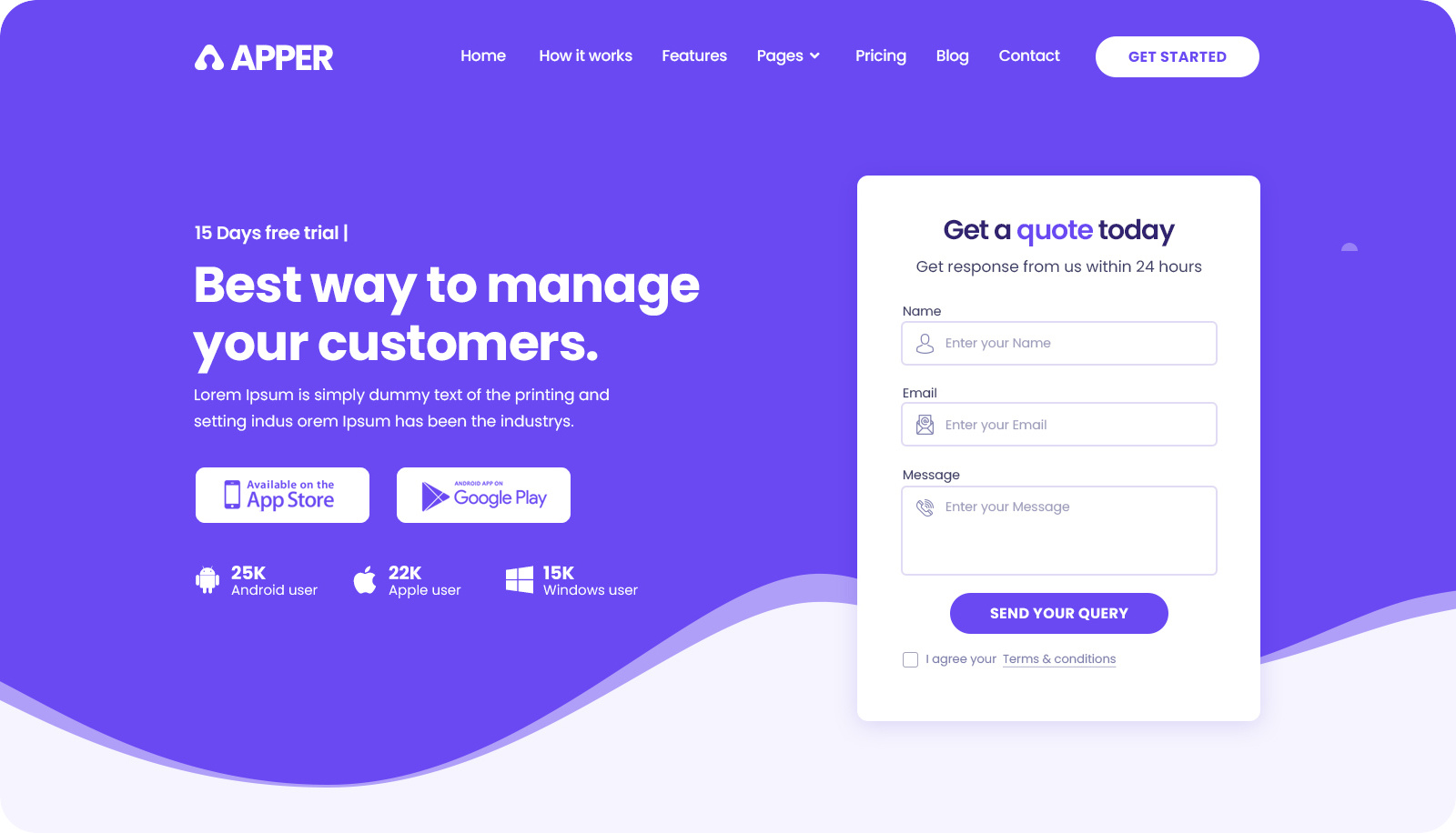 Apper - Mobile App Landing Page Design by sanjay on Dribbble