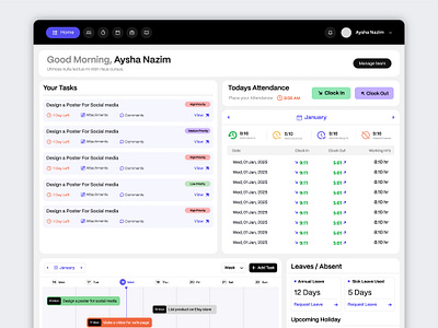 HR Software - Employee Dashboard UI by Inzamam Safal on Dribbble