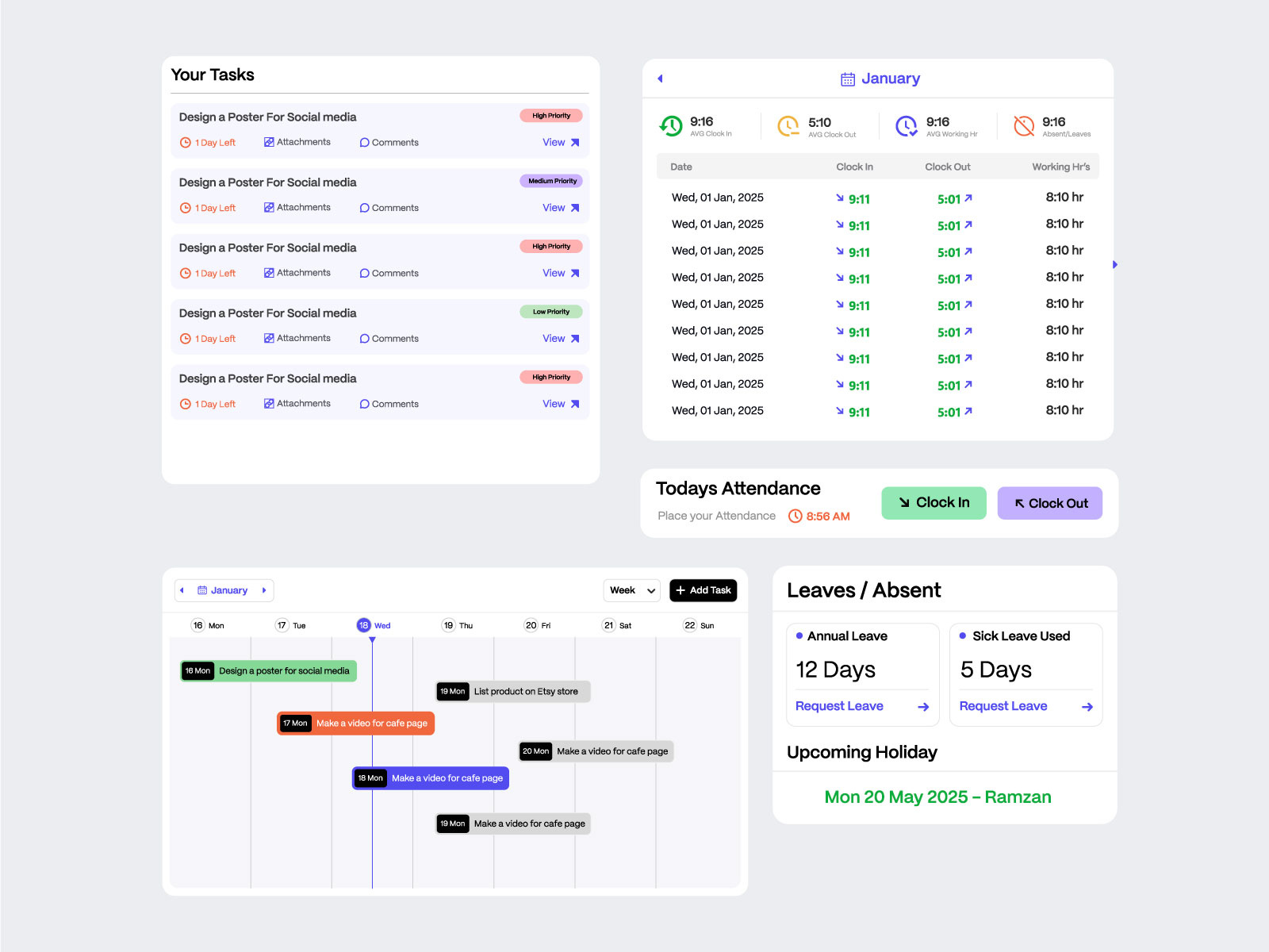 HR Software - Employee Dashboard UI by Inzamam Safal on Dribbble