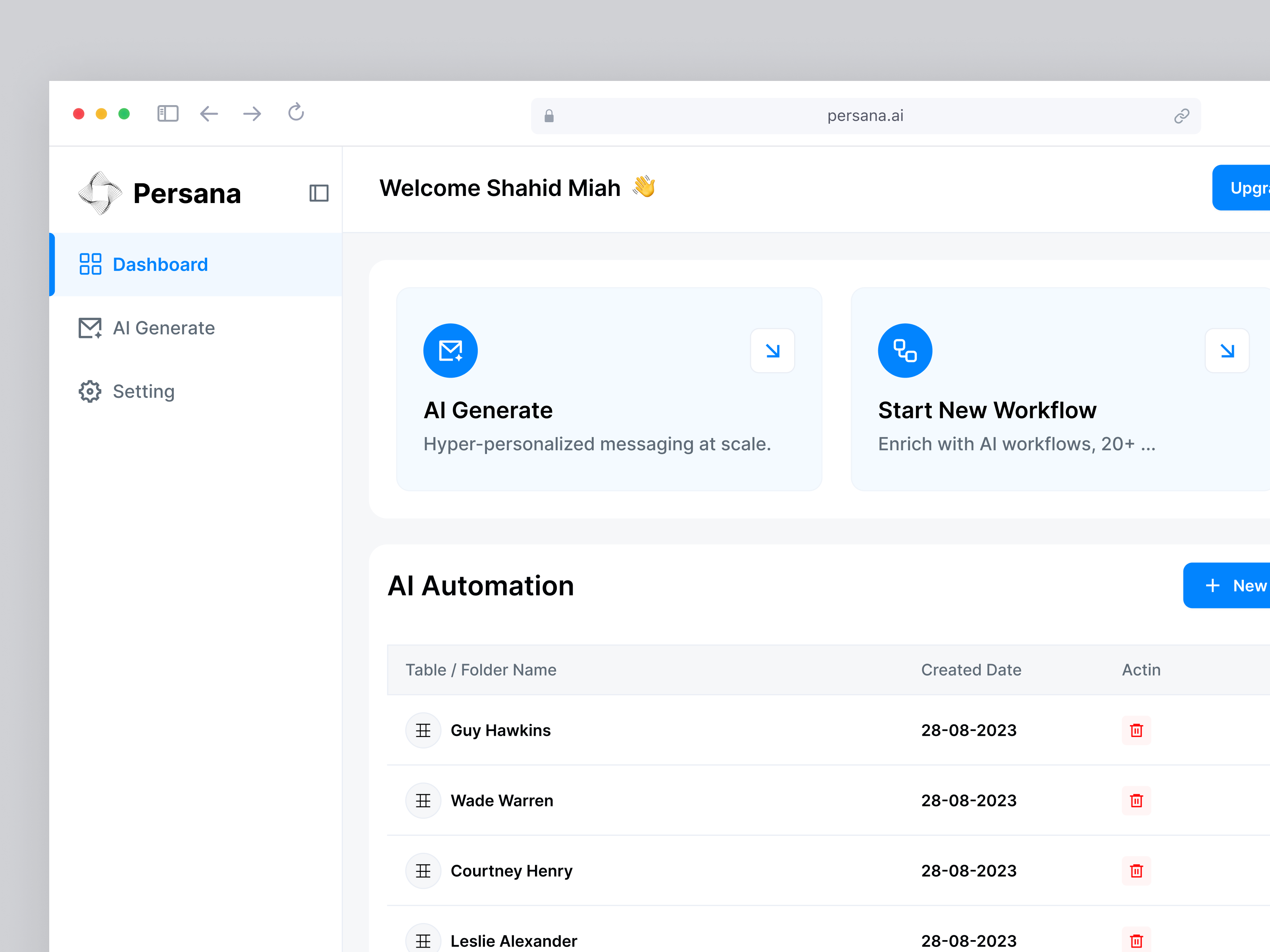 Persana AI - AI Automation Email Screen by Shahid Miah UI UX Designer ...