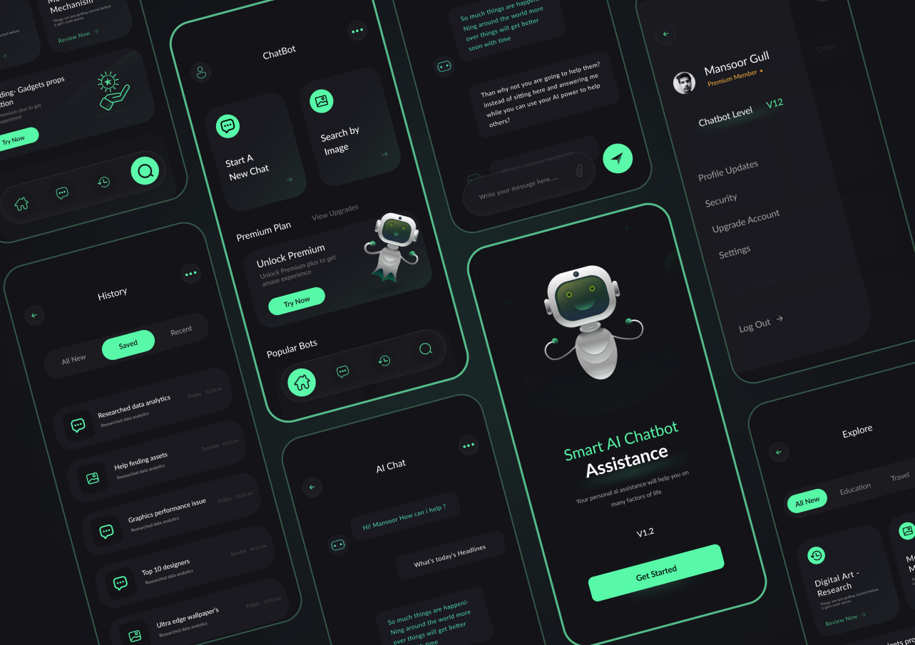 AI Chatbot Mobile Application ui ux app design by Mansoor Gull ⚚ on ...