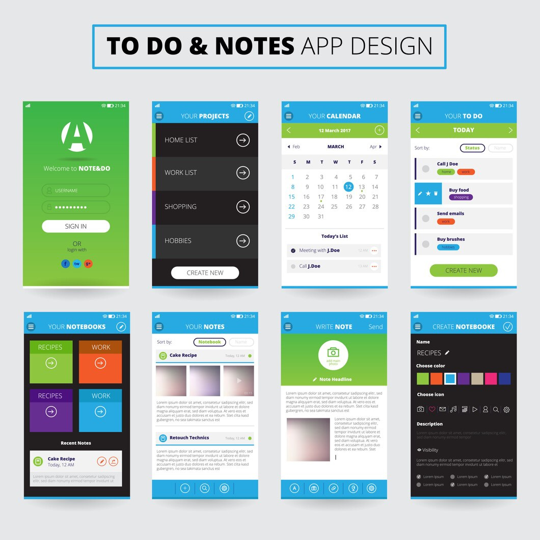 note-taking mobile app UI/UX design by Ajay Raut on Dribbble