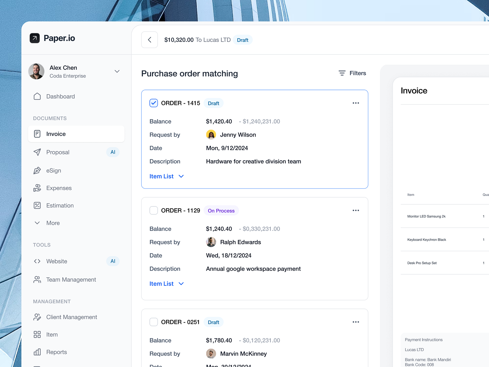 Paper.io - Order Match Invoice by Andrey Kusuma for Keffi Studio on ...