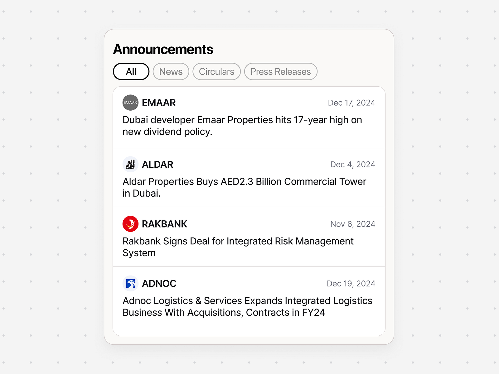 Announcements Widget Design Experiment by Ayman Shaltoni on Dribbble