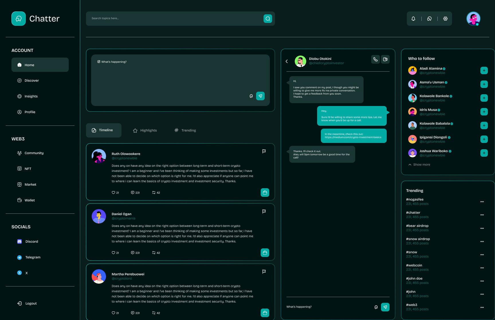 Chatter - Feed page by Victor Agbonyin on Dribbble