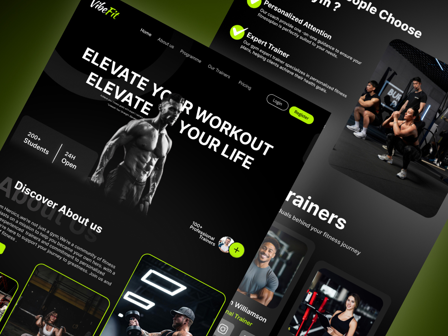 VibeFit - UI/UX design, landing page design, web UI by Shankar Dutta on ...