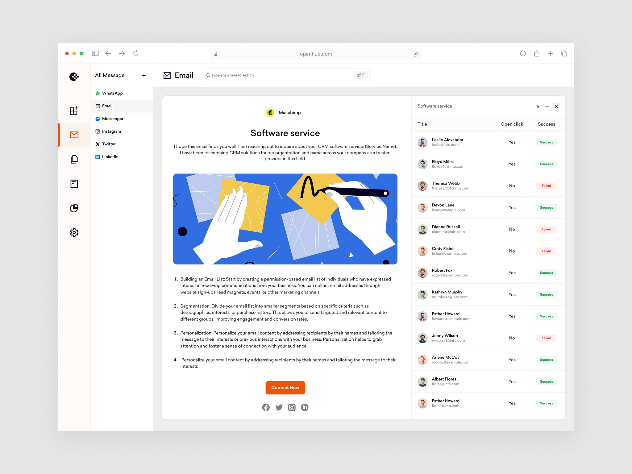 Openhub - Email View Dashboard by Shahid Miah UI UX Designer for Wavespace - UI/UX Design Agency ...