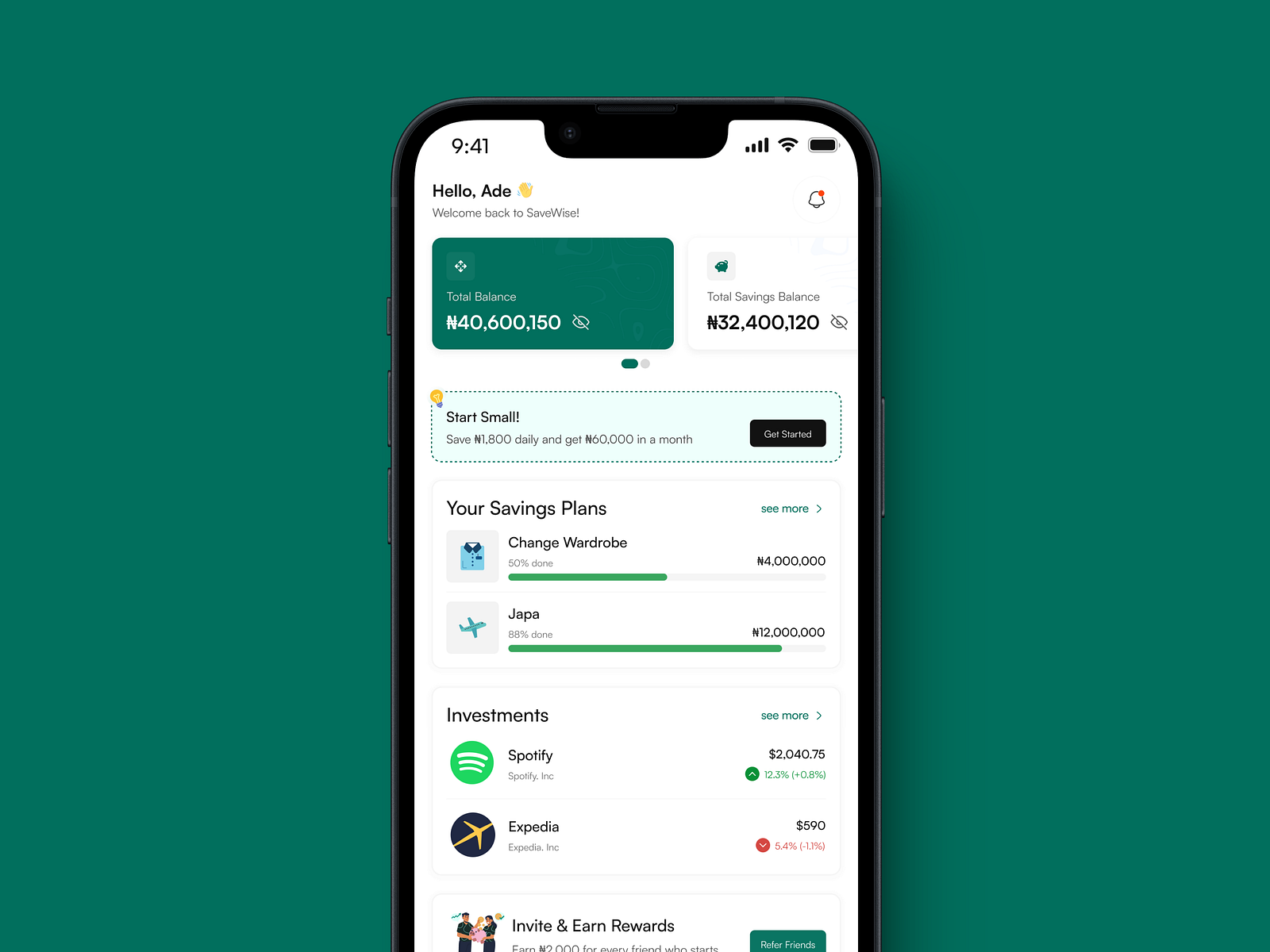 Savings App by Adenike Abioye on Dribbble