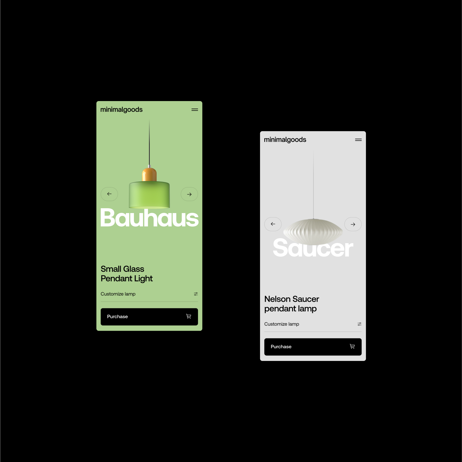 Minimalgoods - Design pendant lights UI exploration by Jonathan Vuijk on Dribbble