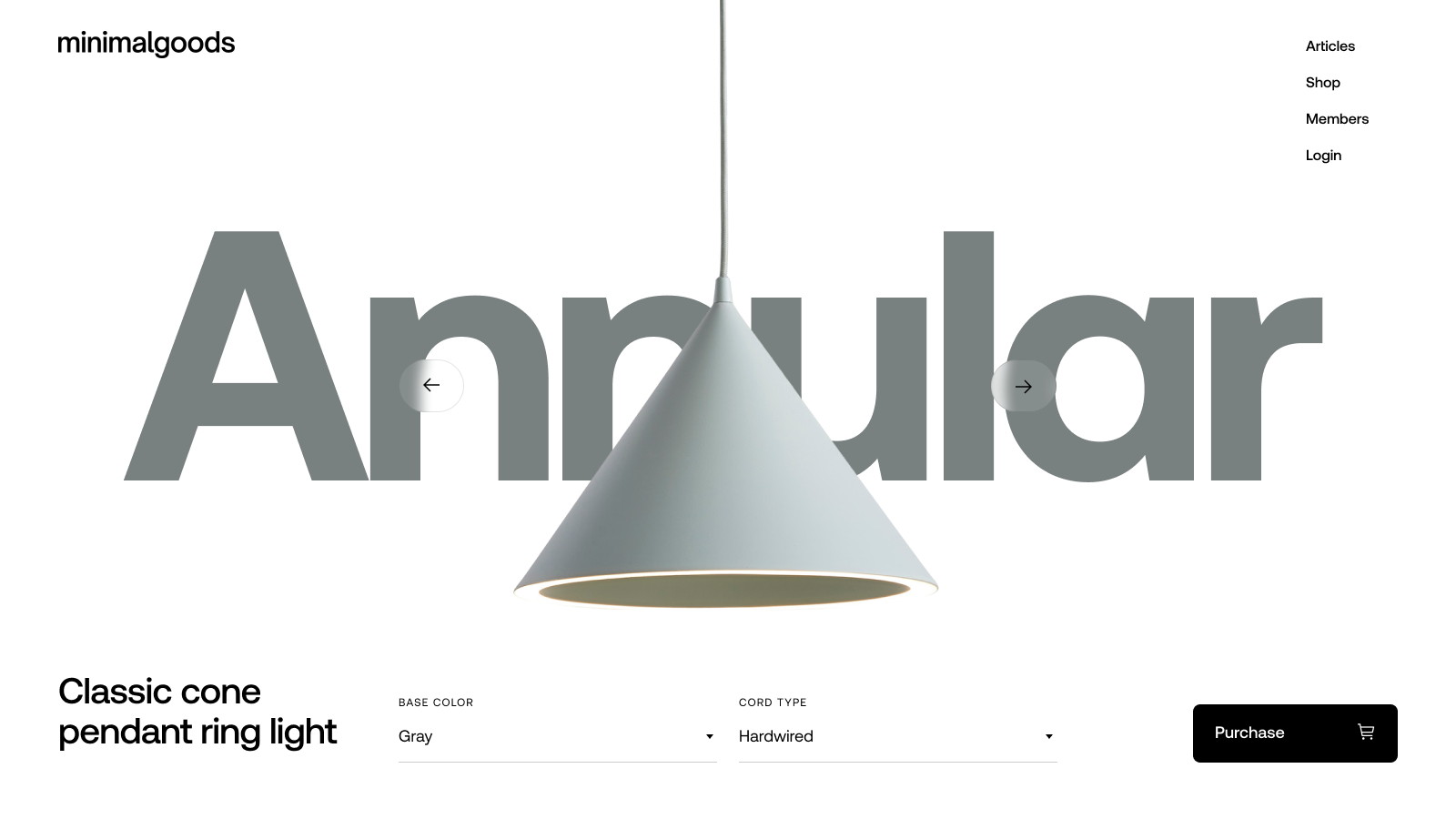 Minimalgoods - Design pendant lights UI exploration by Jonathan Vuijk on Dribbble