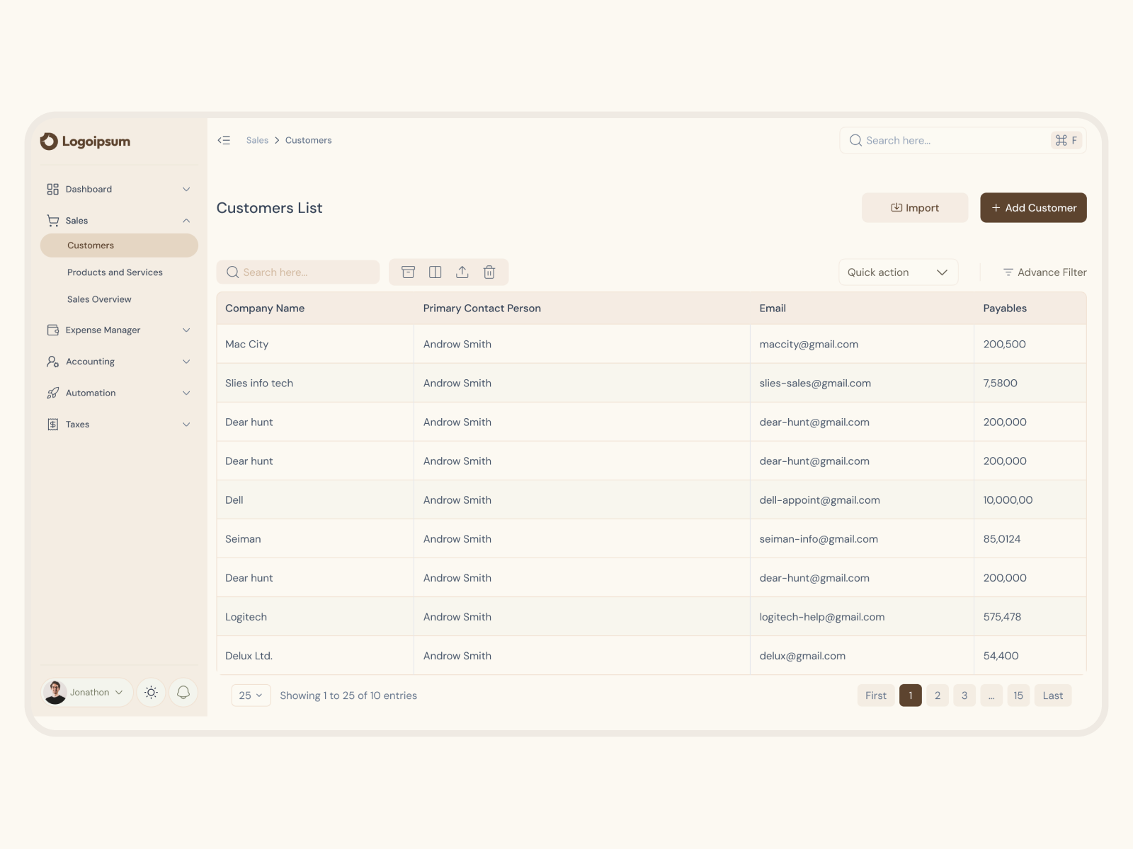 Customer Management Dashboard - Minimalist Design by Rayhan Nasir on ...