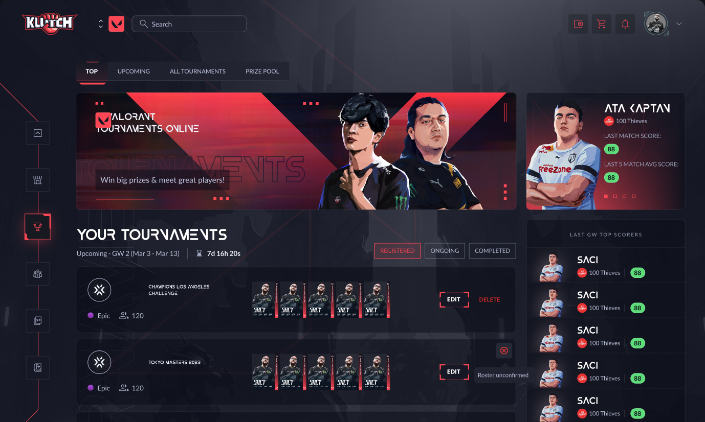 GauG: Fantasy eSports team dashboard by Koncepted on Dribbble