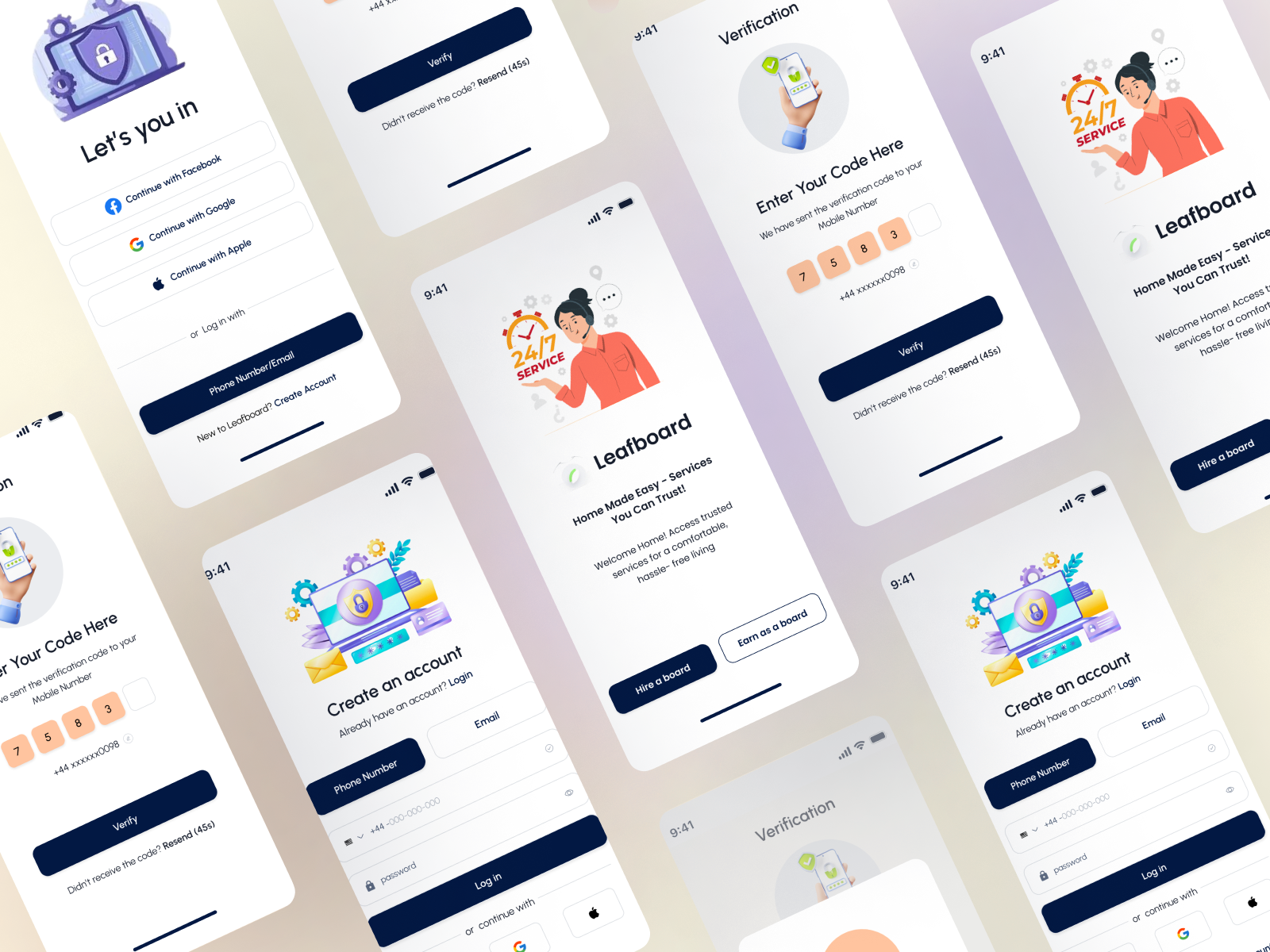 Mobile app login screen and sign up flow by Sheikh Maruf Hossen on Dribbble