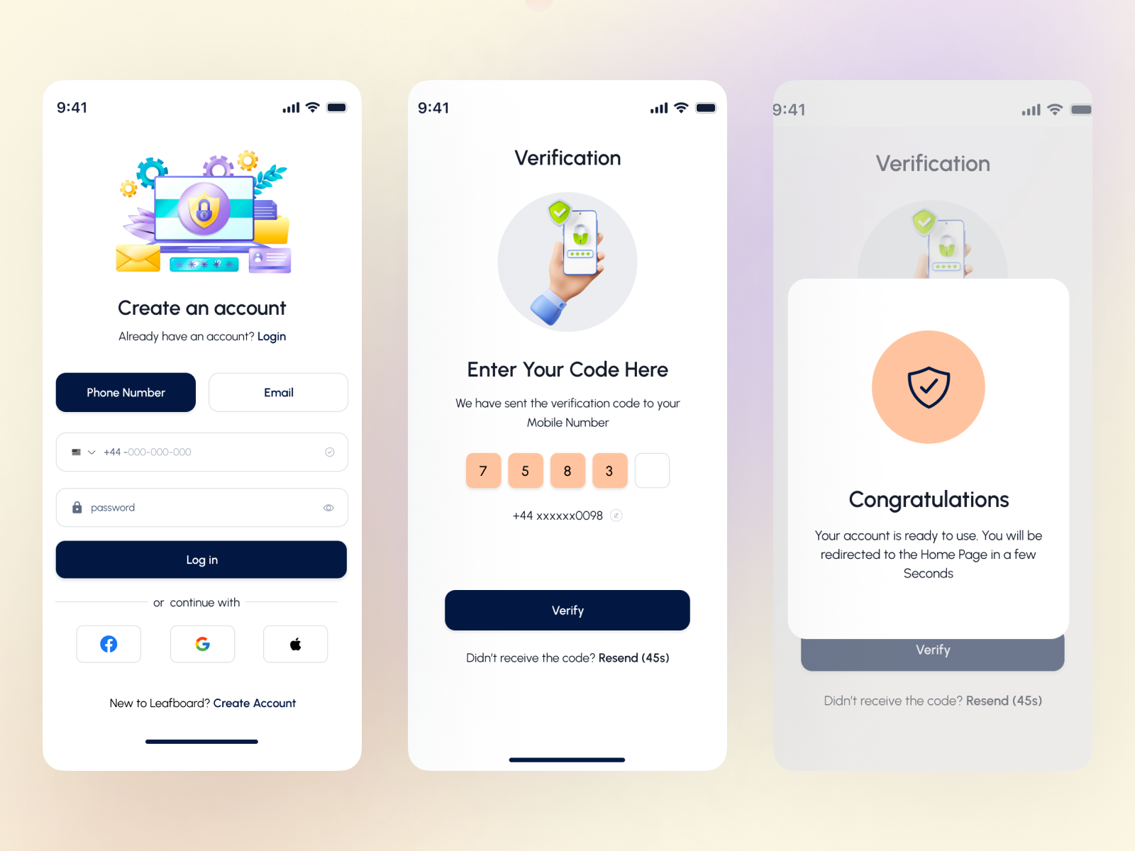 Mobile app login screen and sign up flow by UIX Maruf Hossen on Dribbble