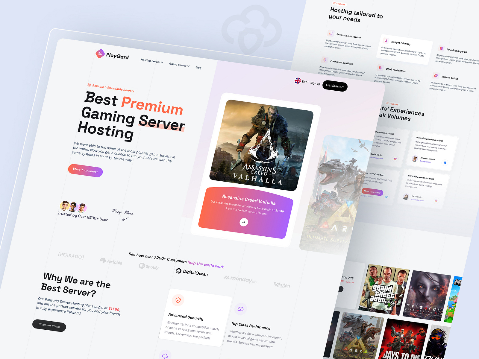 Gaming Hosting Platform UI Design template | Home page | Server by ThemeTags 🏅 on Dribbble