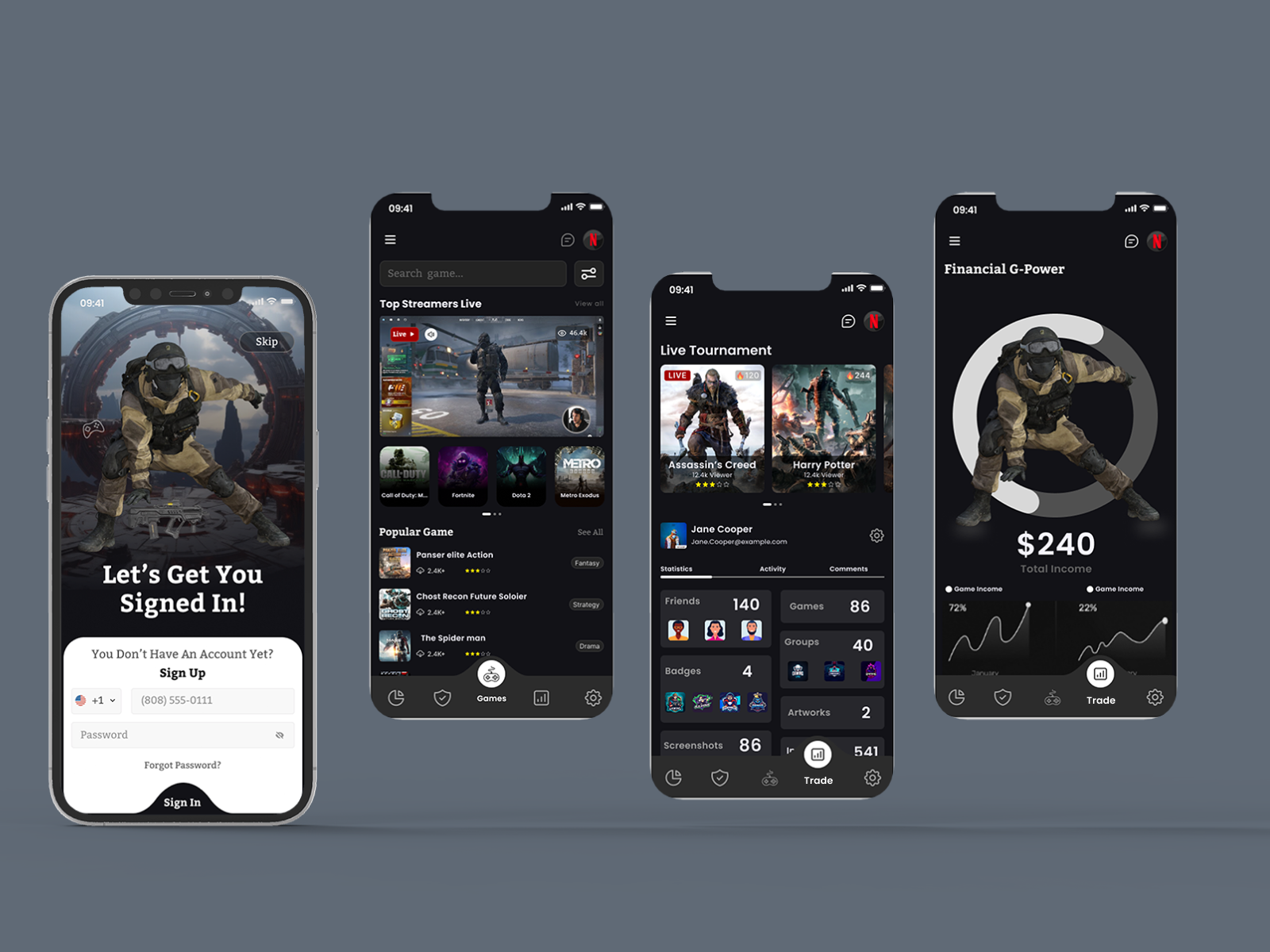 G- Power Gaming Server Mobile app Design by Jarviz Lab || UI/UX Design ...