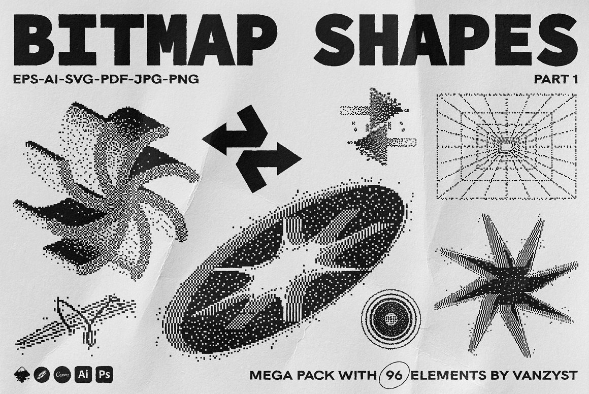 Bitmap Vector Shapes. Part 1 by Social Media Templates on Dribbble