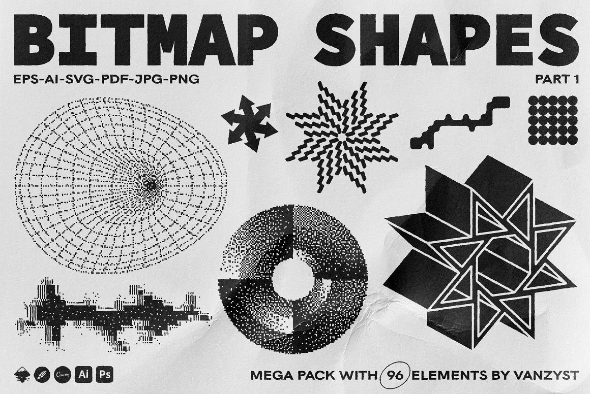 Bitmap Vector Shapes. Part 1 by Social Media Templates on Dribbble
