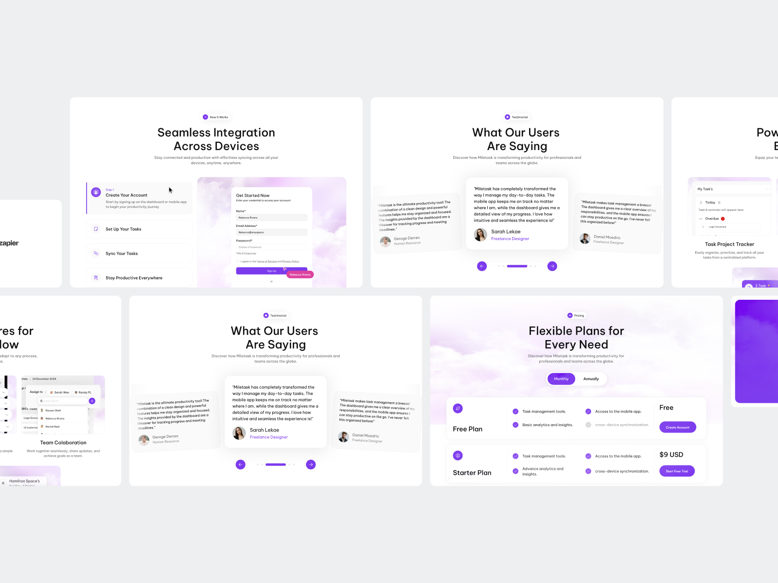 Miletask - Task Management Landing Page by Elux Design for Elux Space ...
