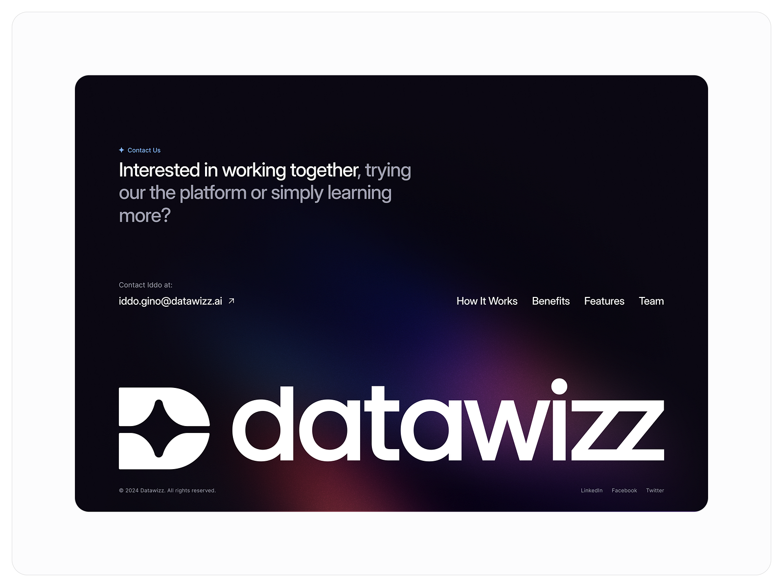 Datawizz.ai - Footer design by Adrian Kuleszo for DesignMe on Dribbble