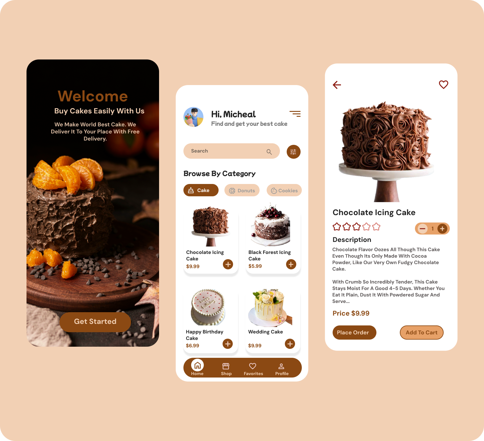 Cake Ordering App by Ferdouse H. Nowrin on Dribbble