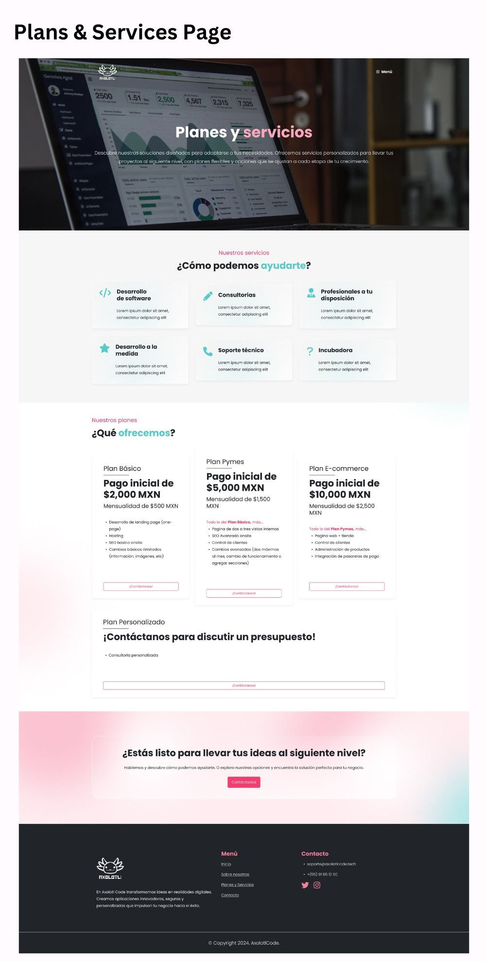 AxolotlCode Website [Redesign] by Abril Ramirez on Dribbble