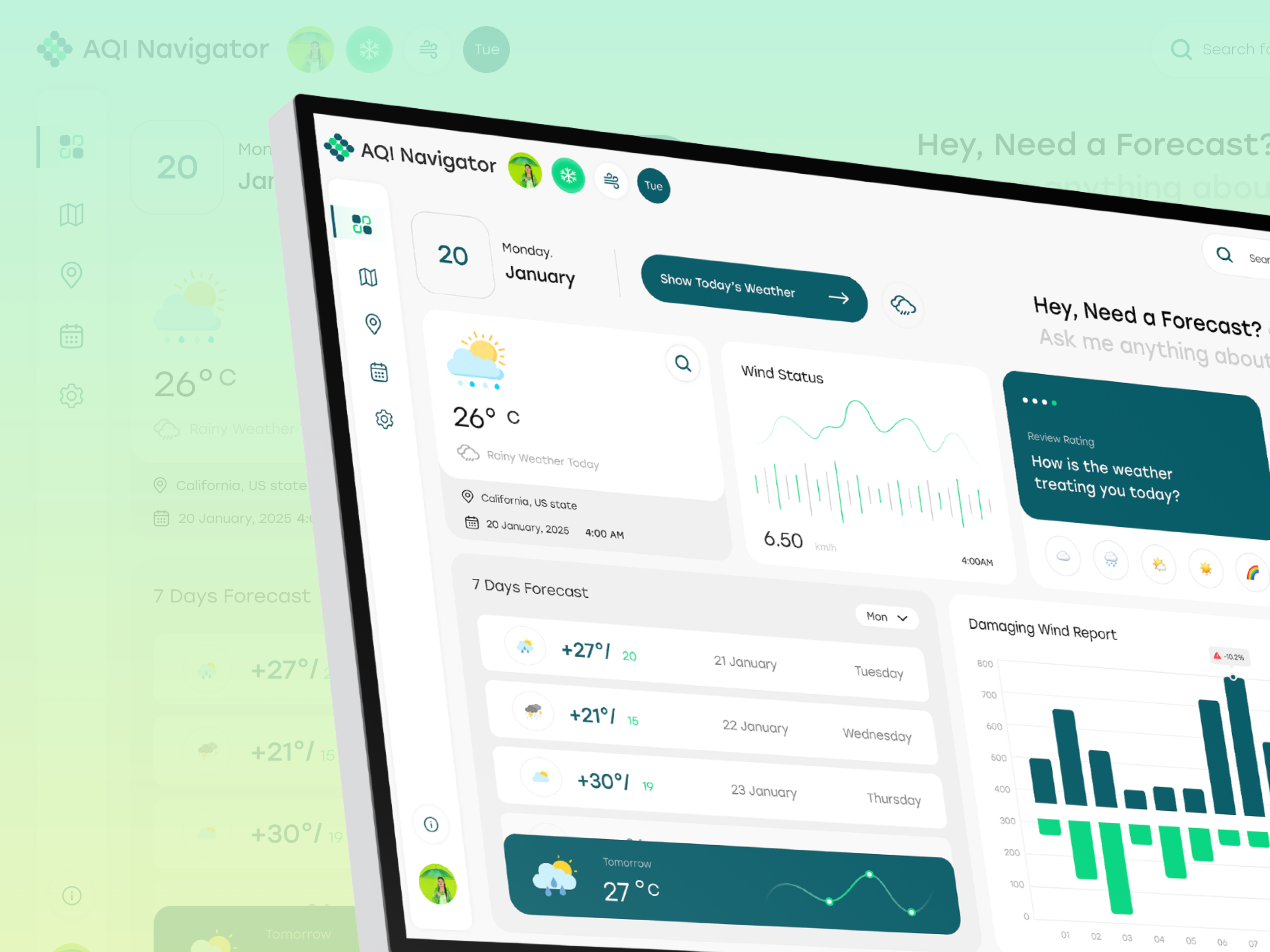 Clean, Minimal, and Engaging: AQI Navigator Weather Dashboard UI by ...