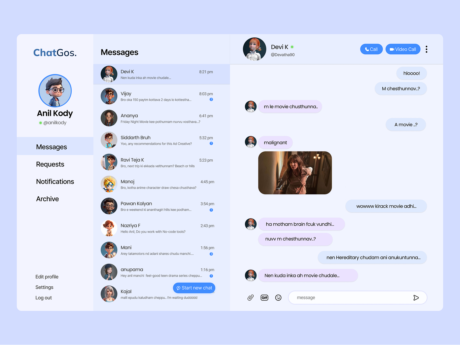 Chatgos - Chat UI Design - Minimal & Clean Interface by Anil Kody on ...