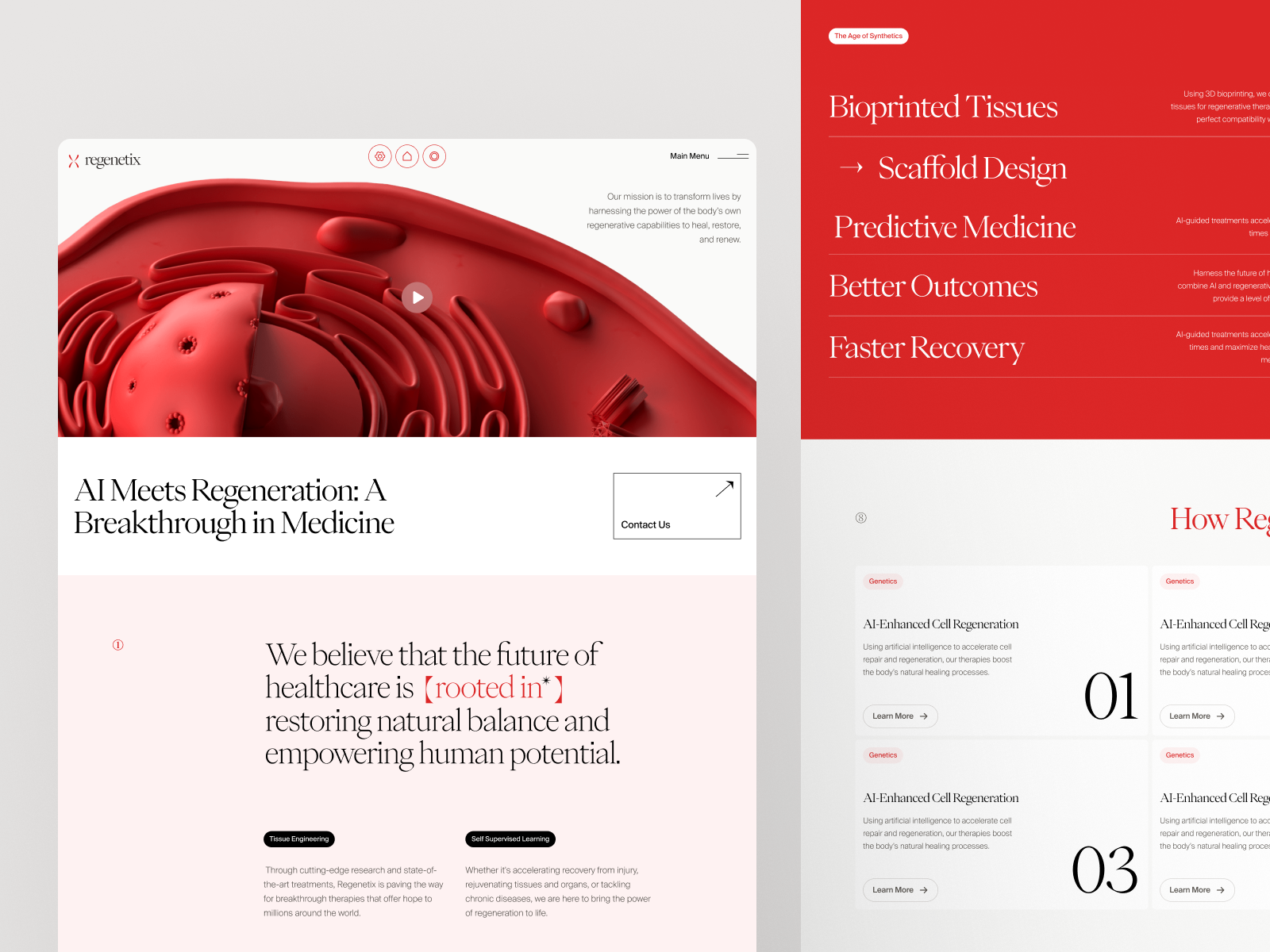 regenetix: AI Regenerative Medicine - Tissue Engineering Hero UI by strangelabs on Dribbble
