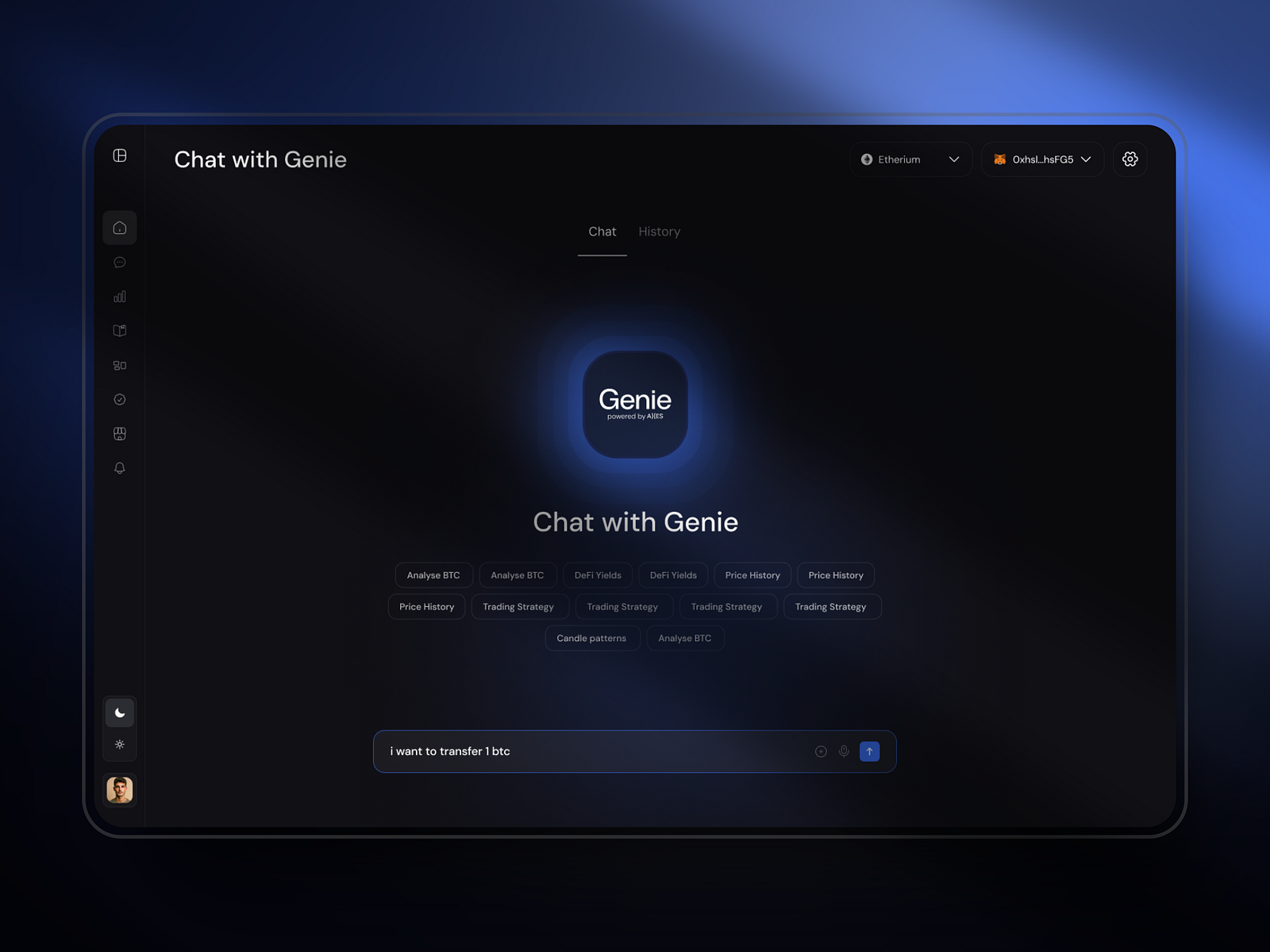 AI Crypto Chat Bot Interface by Velour Labs on Dribbble