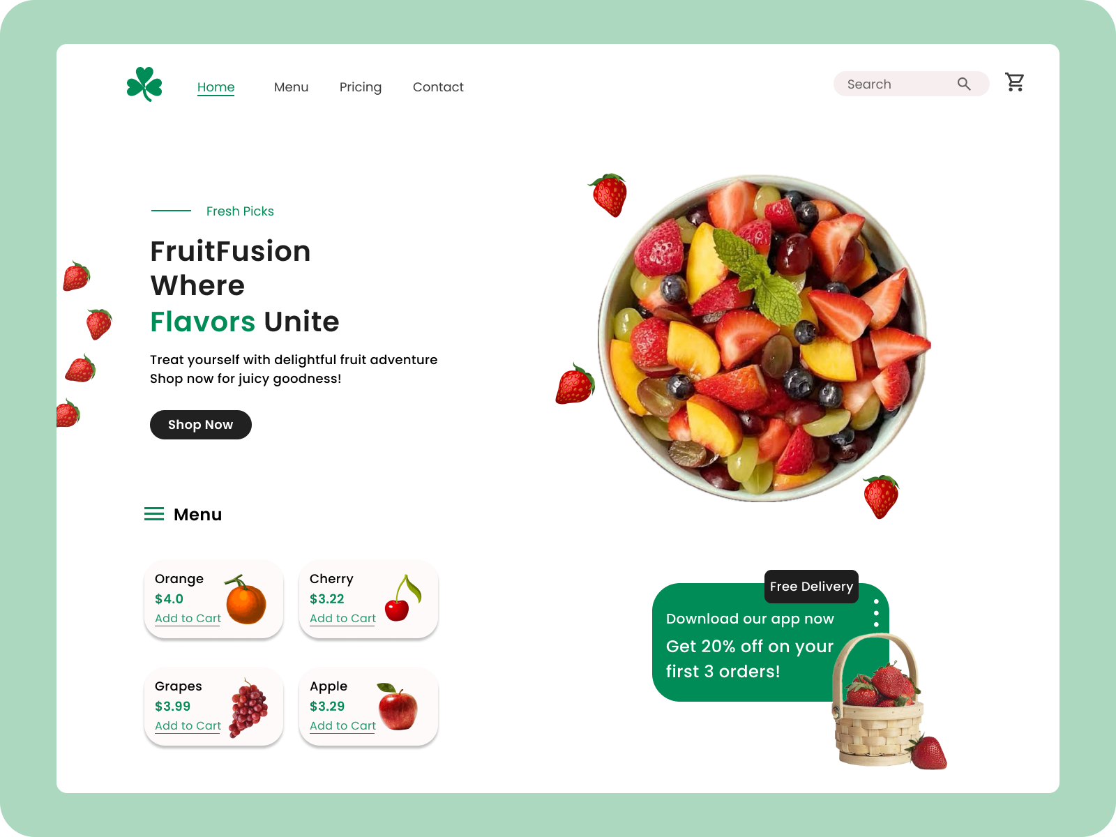Fruit Fusion – Your Go-To Fruit Shop Website by Ferdouse H. Nowrin on Dribbble