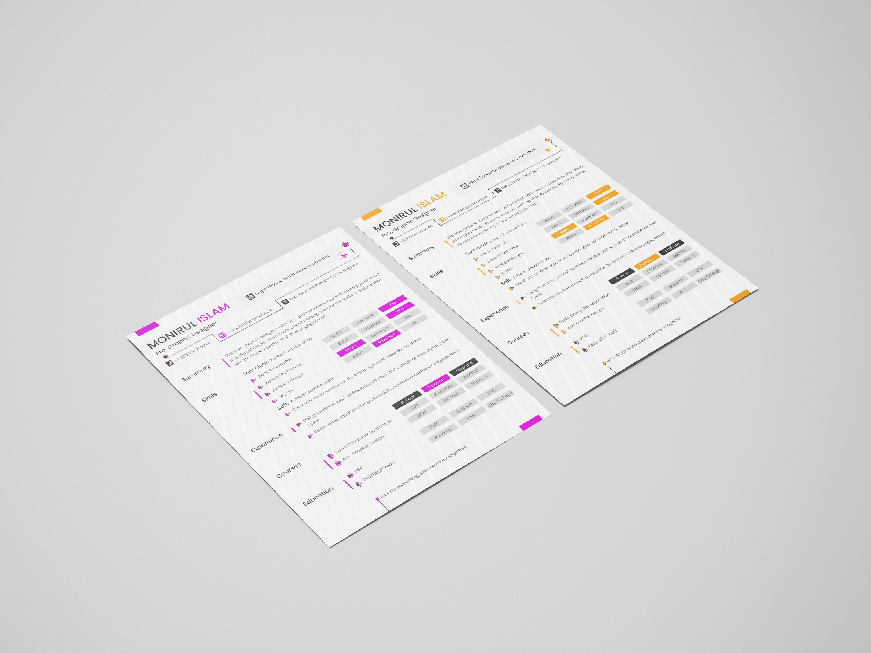 Minimal Creative Resume by Monirul Islam on Dribbble