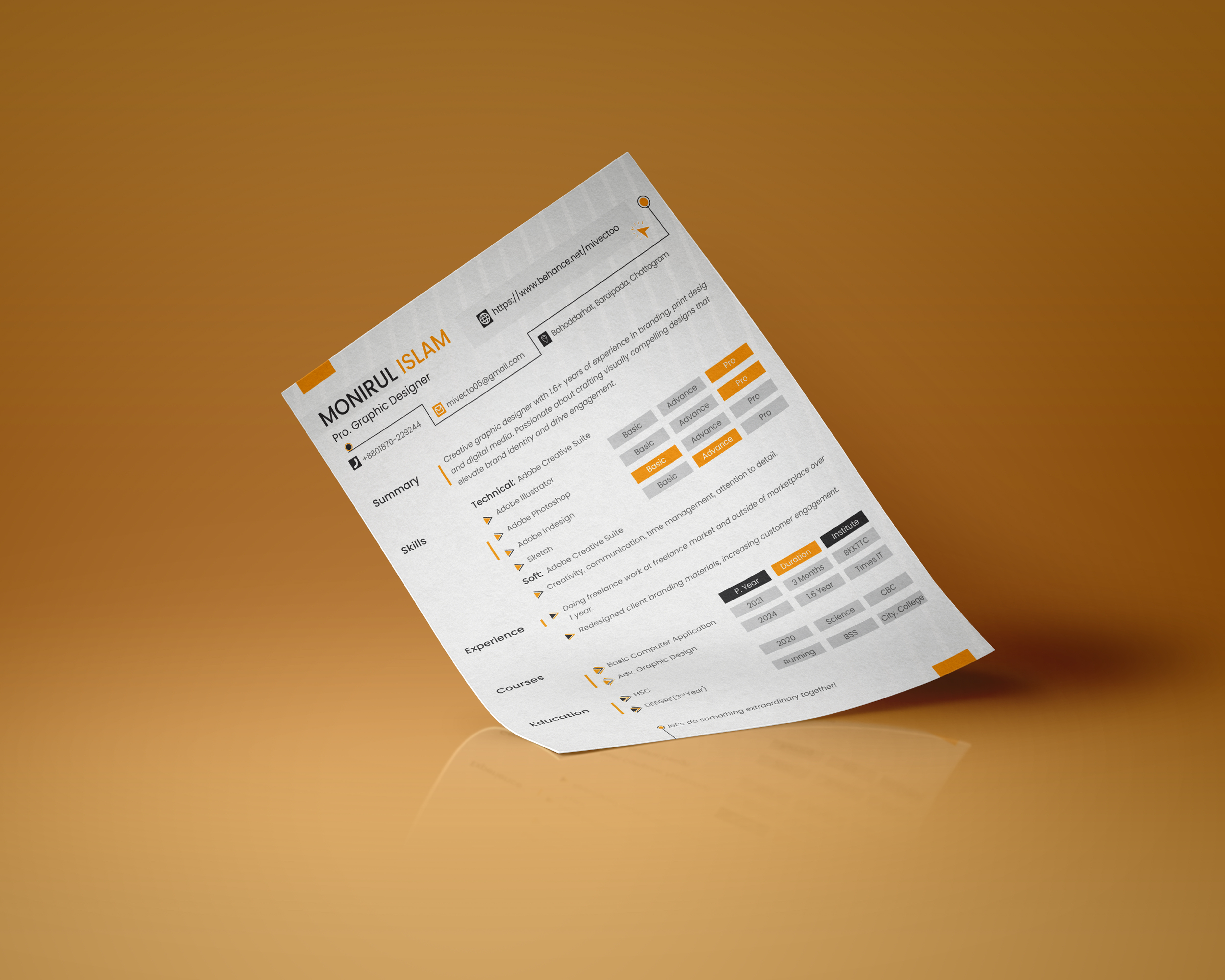 Minimal Creative Resume by Monirul Islam on Dribbble