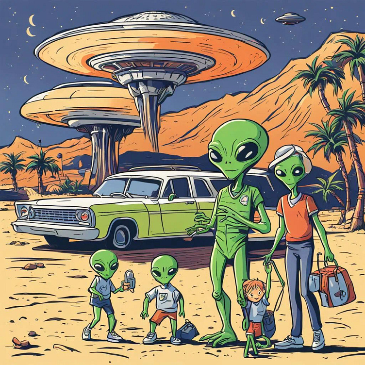 Alien on vacation illustration by Kale Hendrix on Dribbble