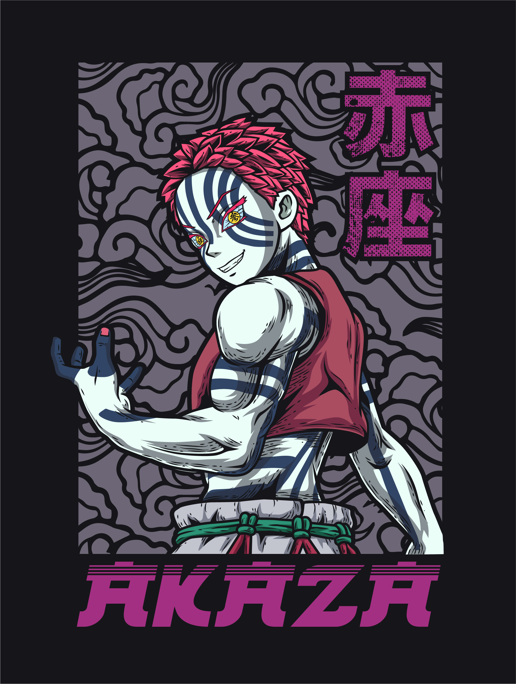 Akaza Demon Slayer Tshirt Illustration by Mike Hogart on Dribbble