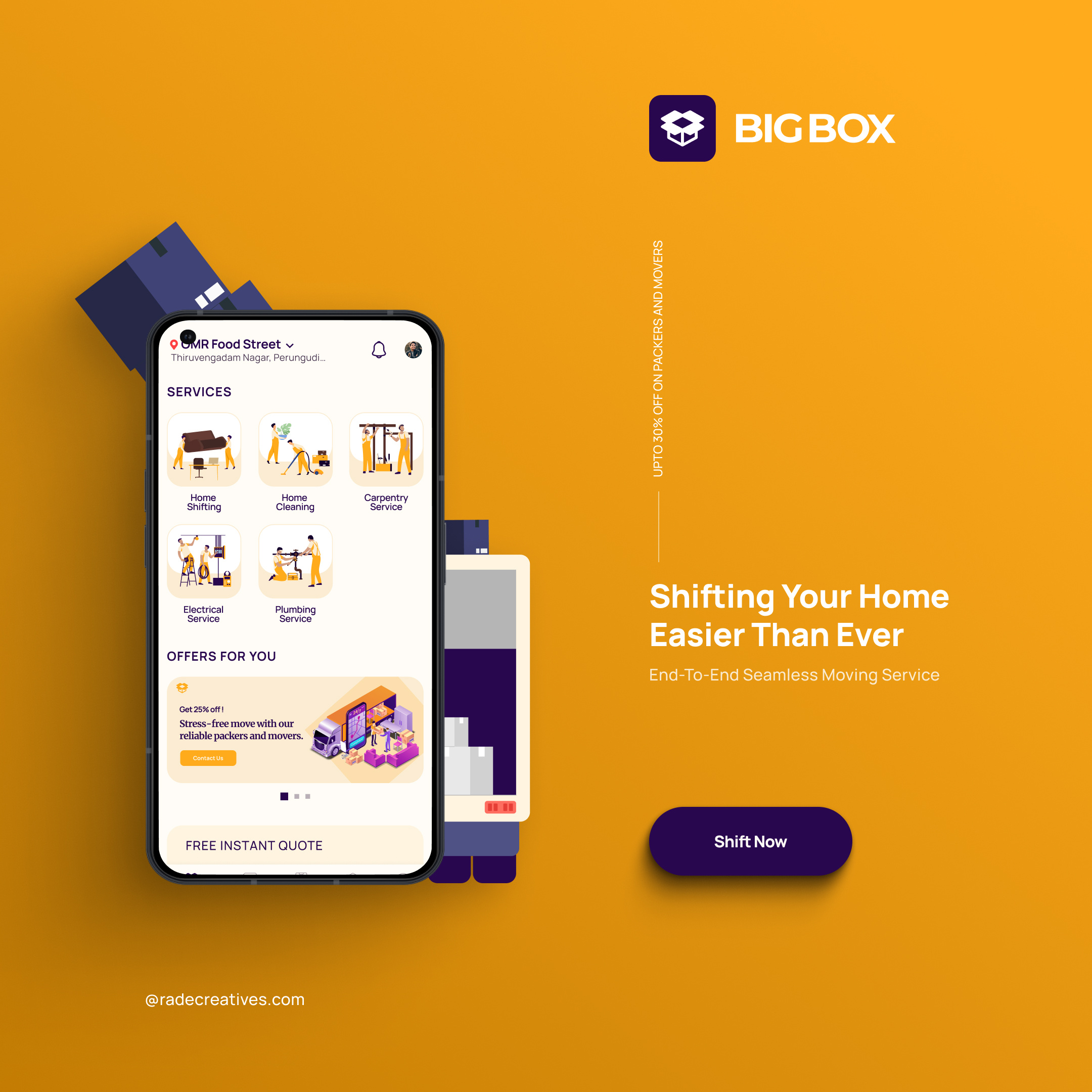 BigBox Home Shifting App Design – Streamlined Moving Experience by RaDe Creatives on Dribbble