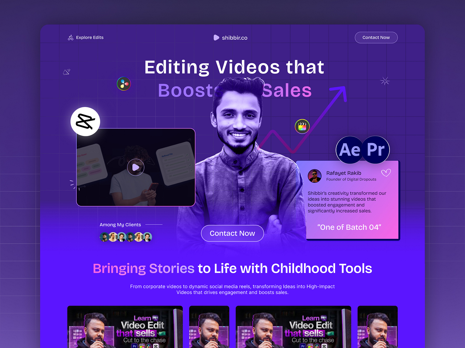 Portfolio Website for Video Editor by Deluar H. on Dribbble