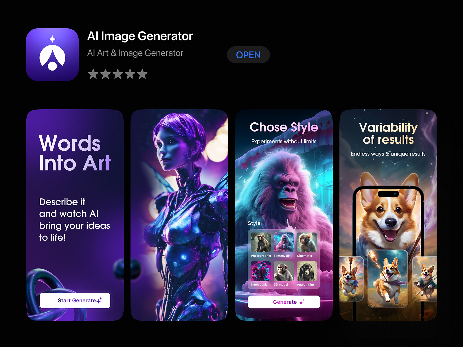 AI Image Generator - App Store Screenshot by Volha Bezpalaya on Dribbble