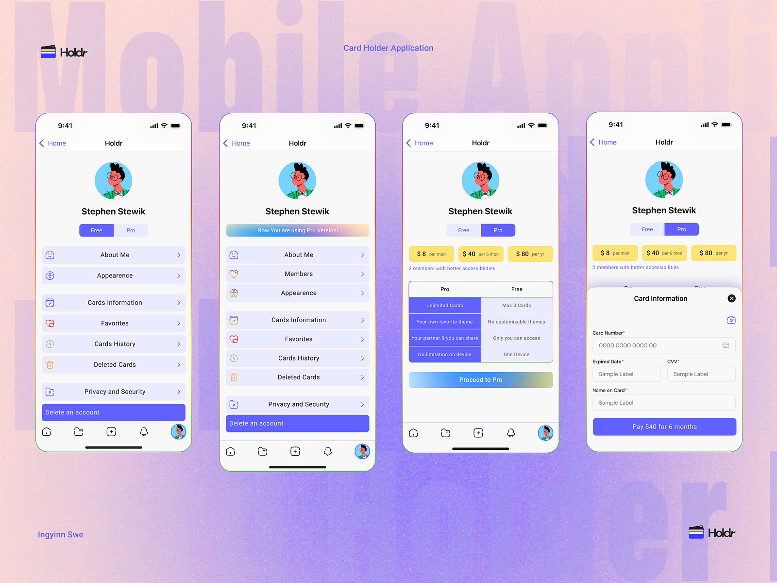Credit Card Check Out Screens for Holdr Mobile Application by Ingyinn ...