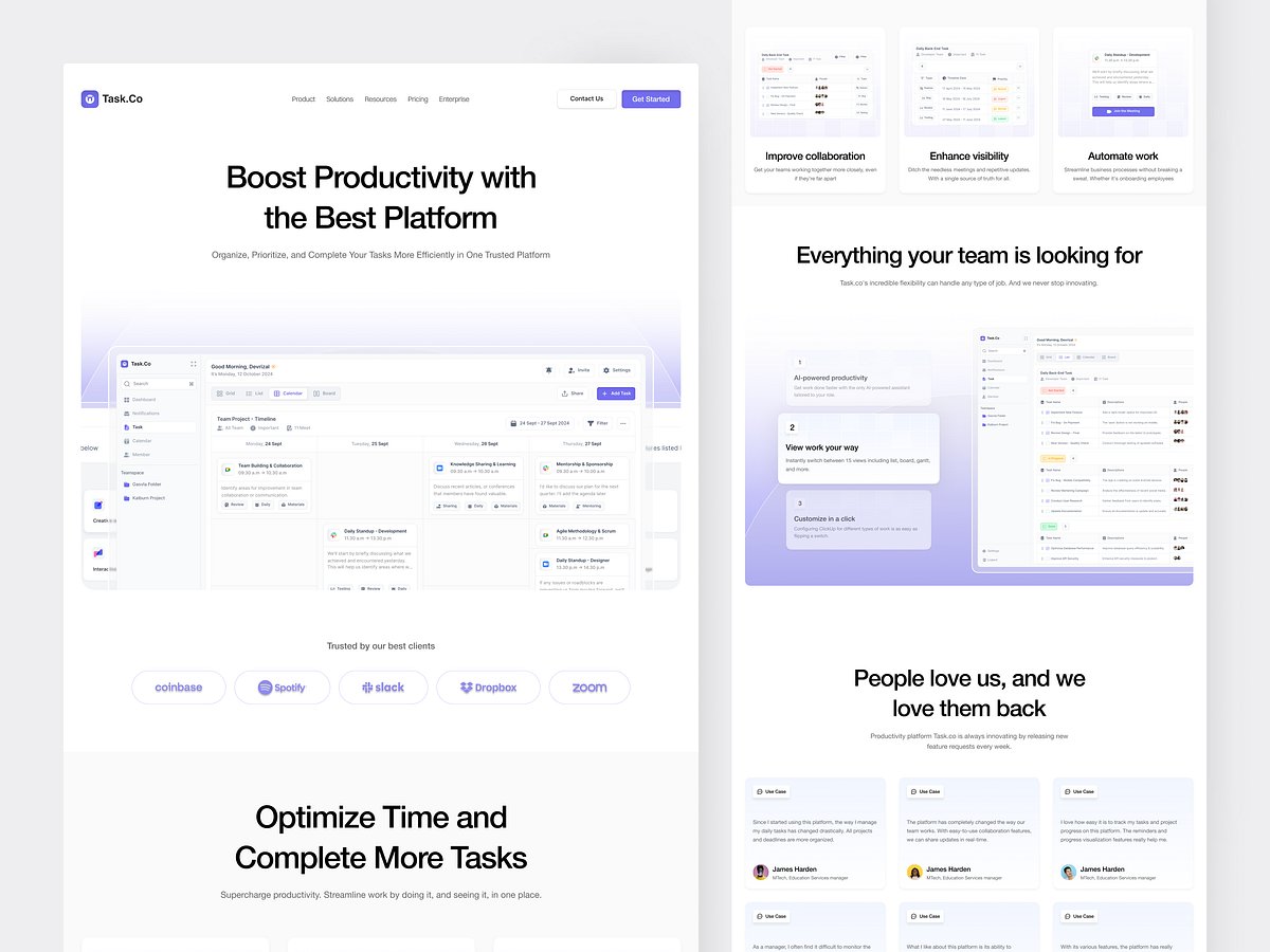 Task.Co - Task Management Landing Page by Ananto Nugroho Putra for ...