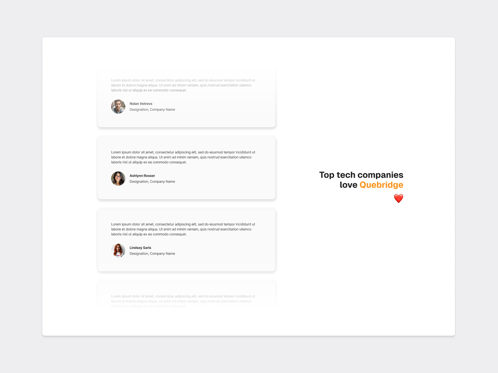 Testimonial section by Sahil Bibhar on Dribbble
