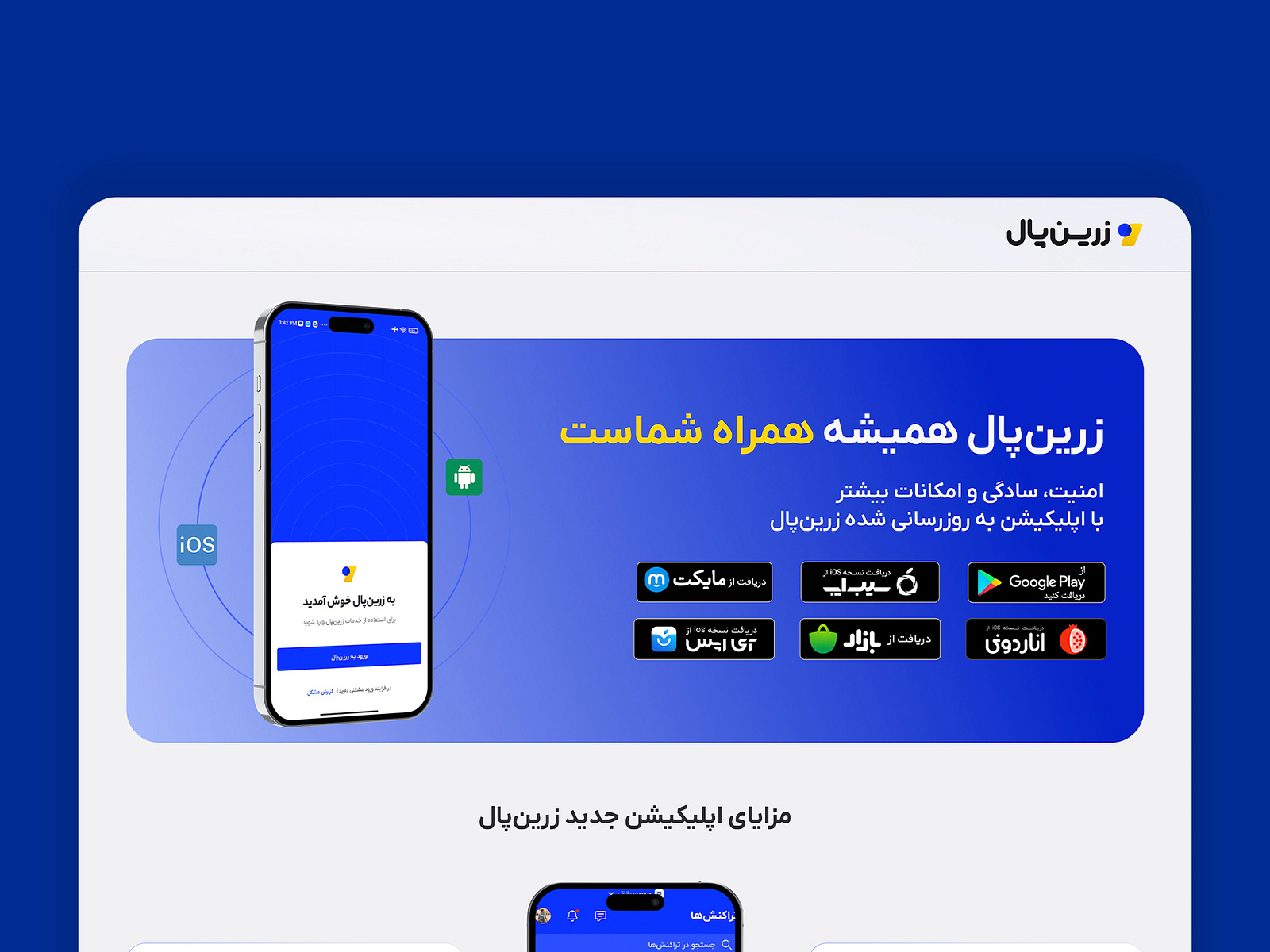 ZarinPal app Landing page by Ensieh Moghadam on Dribbble