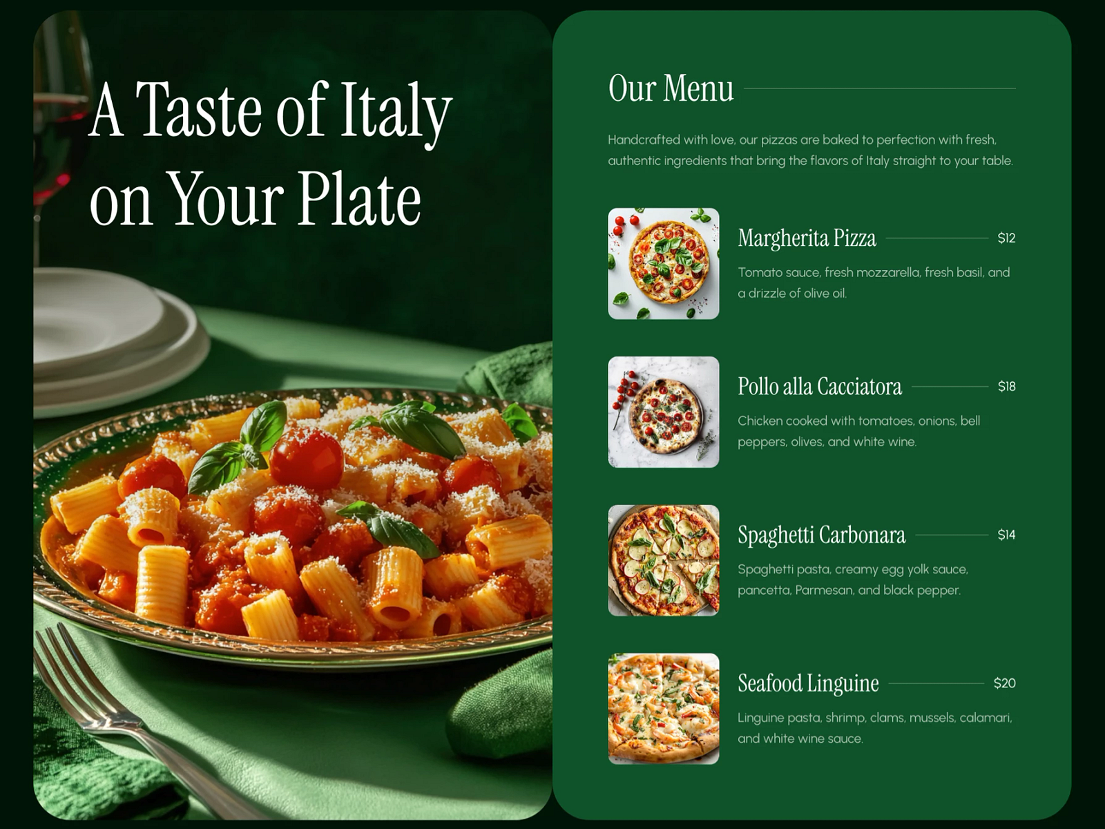 Restaurant food menu section for Framer built with Frameblox UI by Solt ...