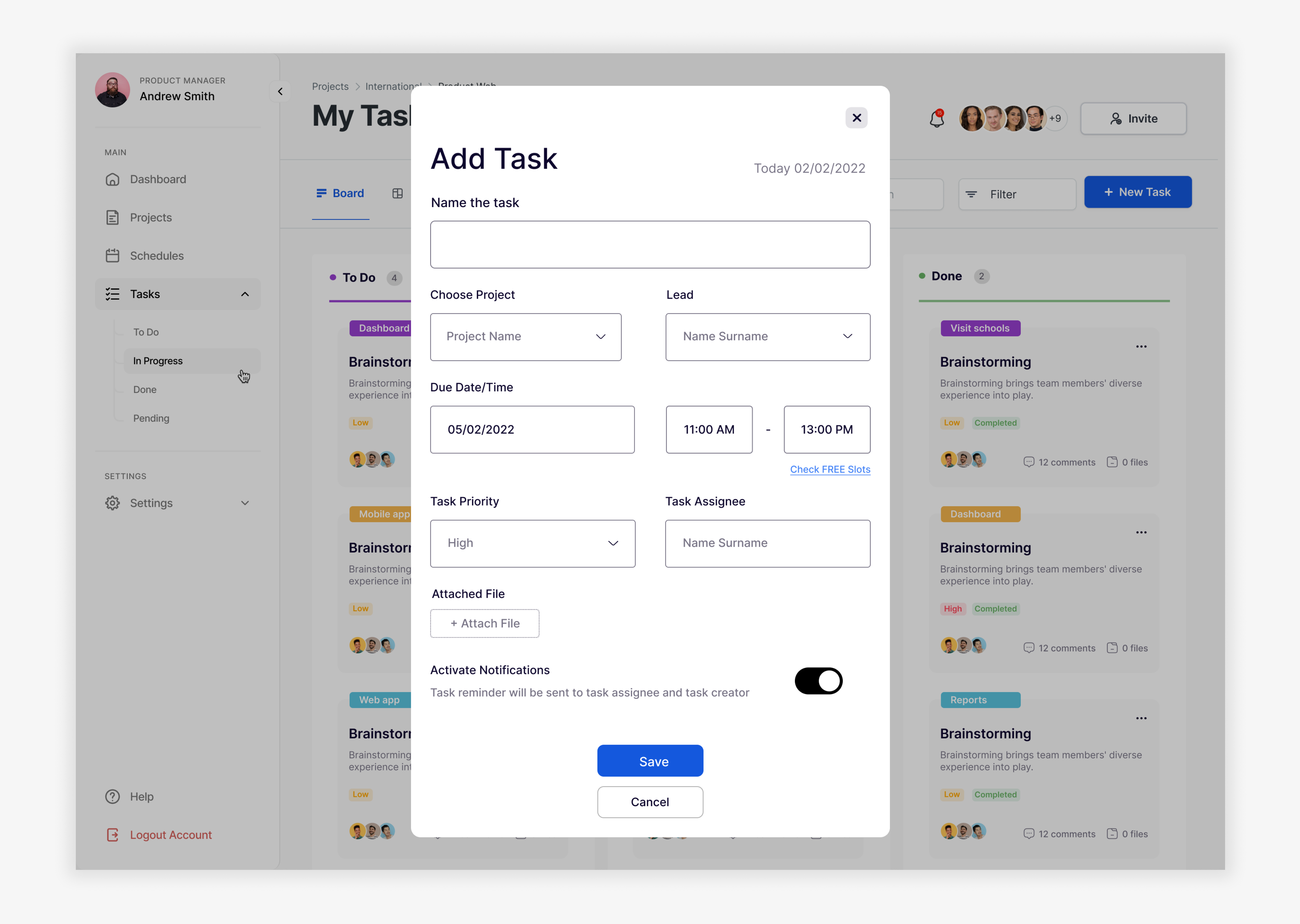 Task Management Dashboard Design by usman tesilimat on Dribbble