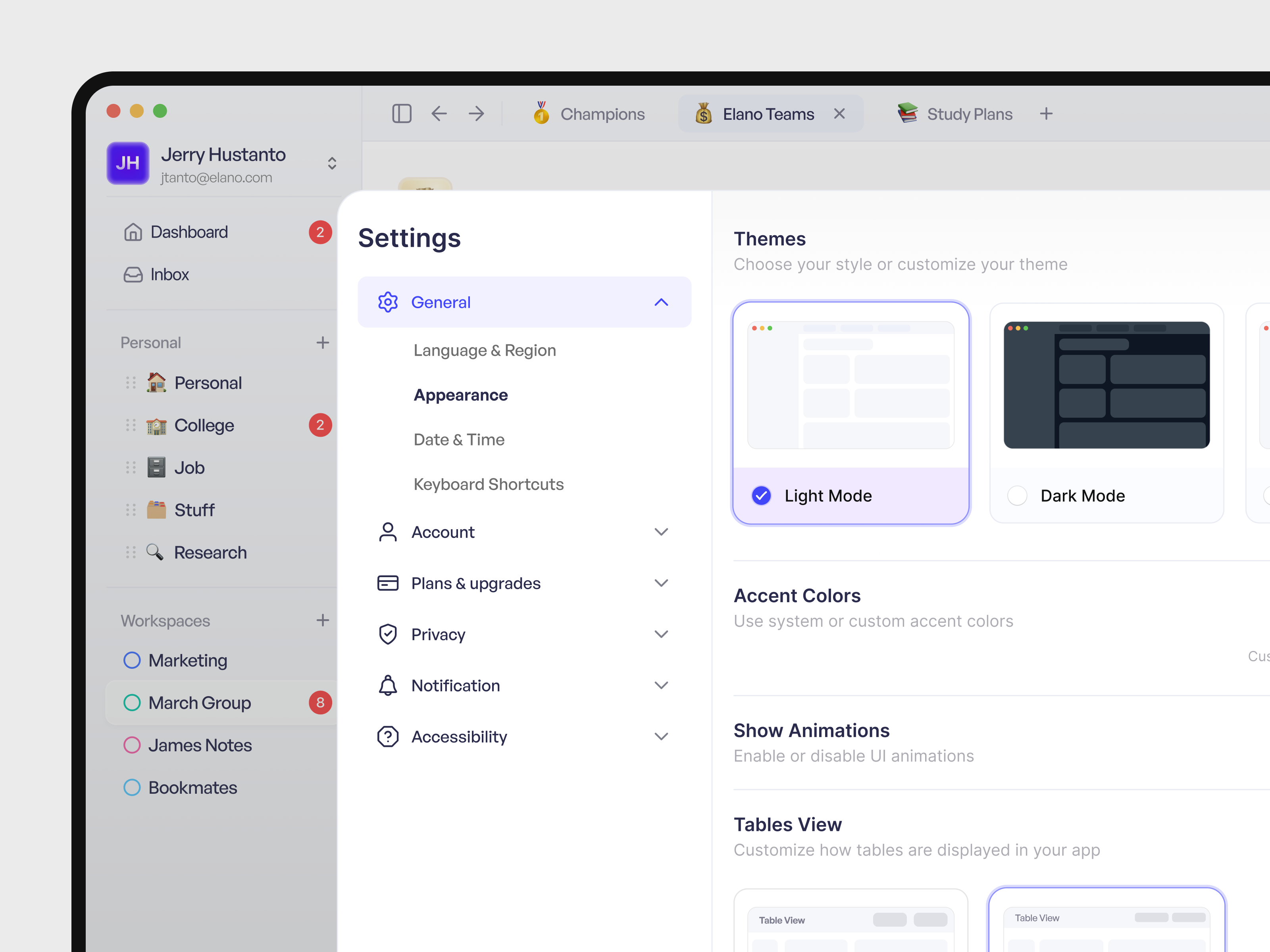 Productivity App Dashboard - Settings by Product SAAS for Cansaas on ...