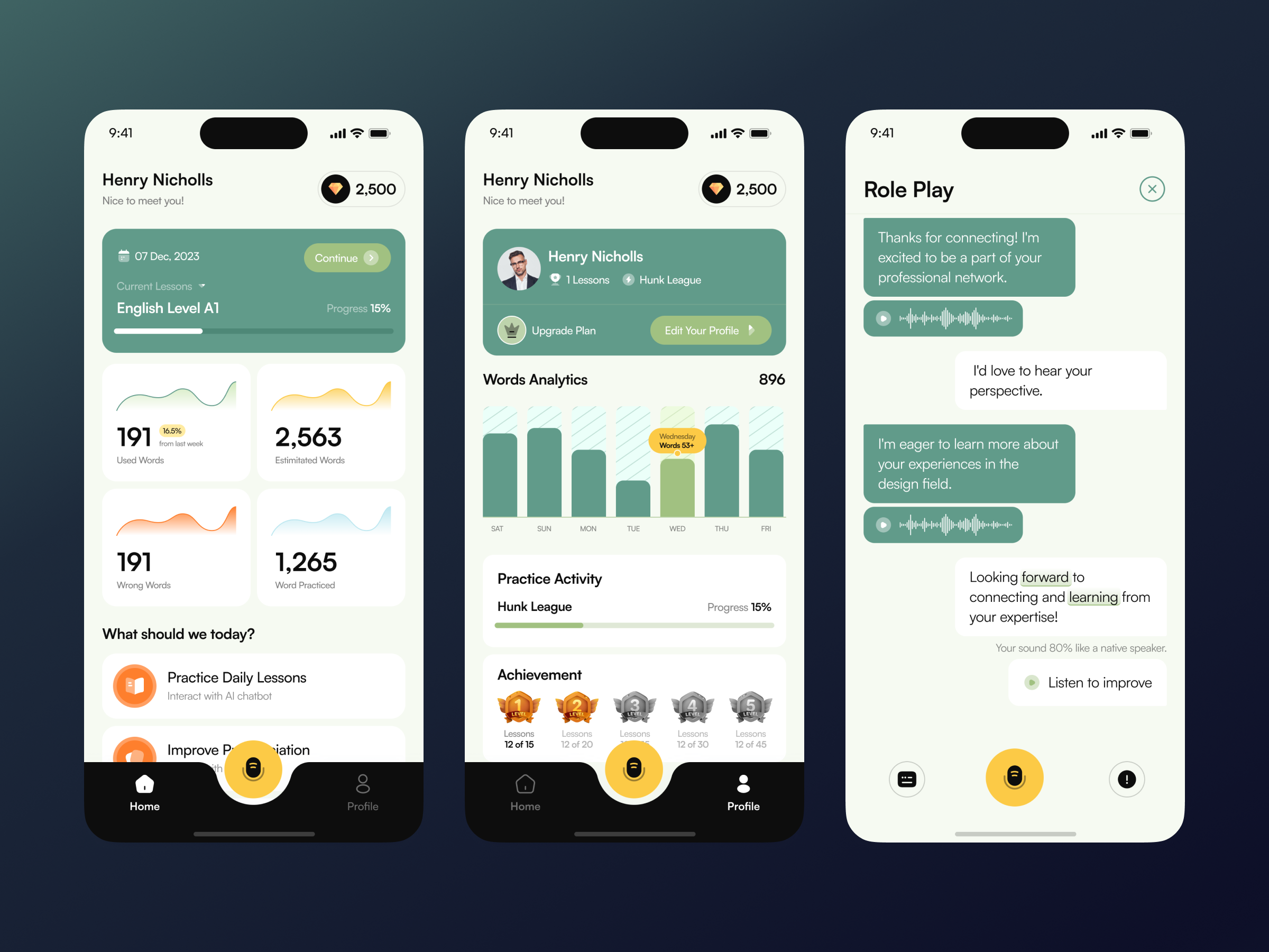 AI English Tutor Mobile App UI UX Design by Panze Mobile App for Panze ...