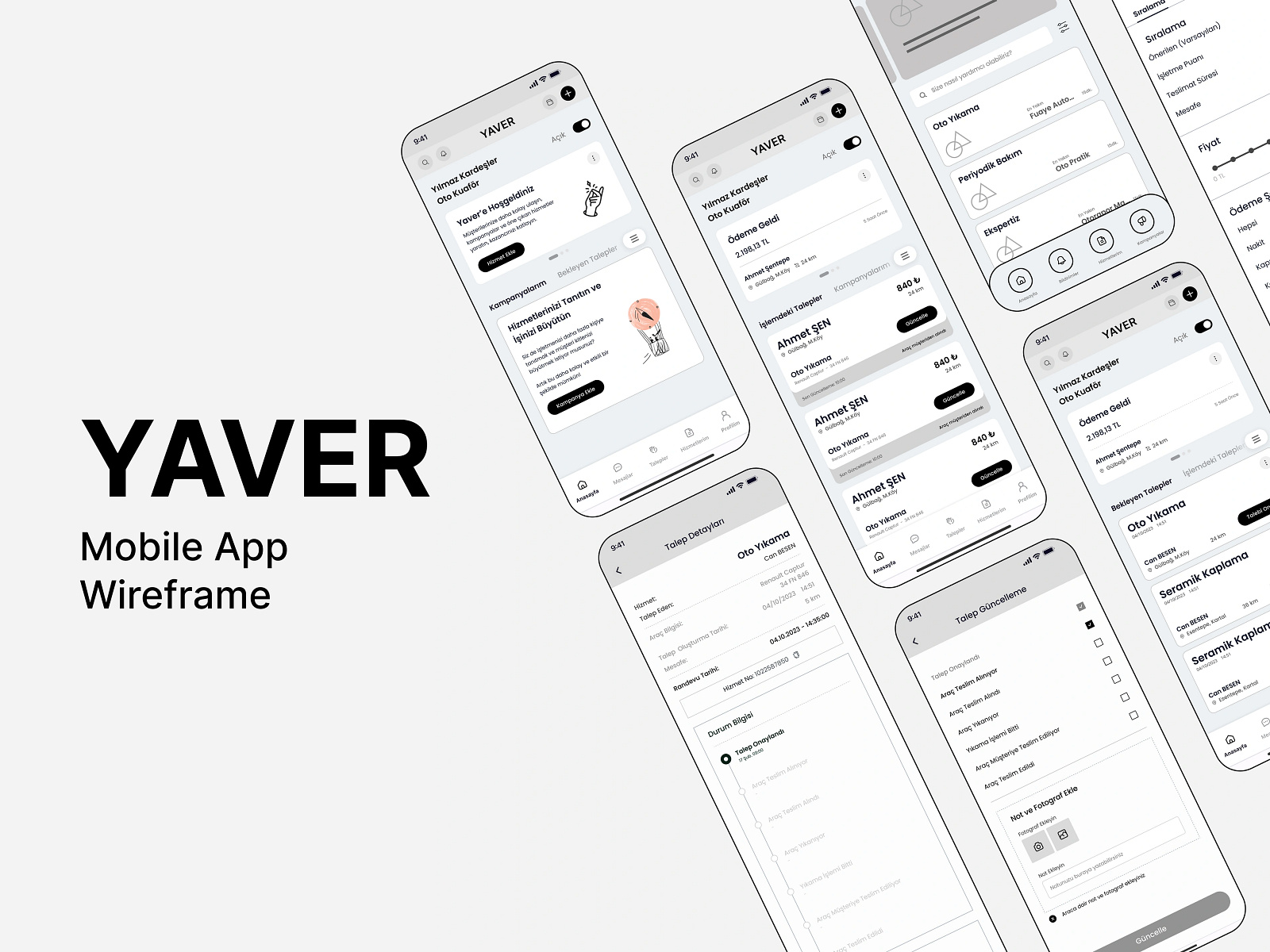 Yaver Mobile App High-Fidelity Wireframe by Fatih Akdogan on Dribbble