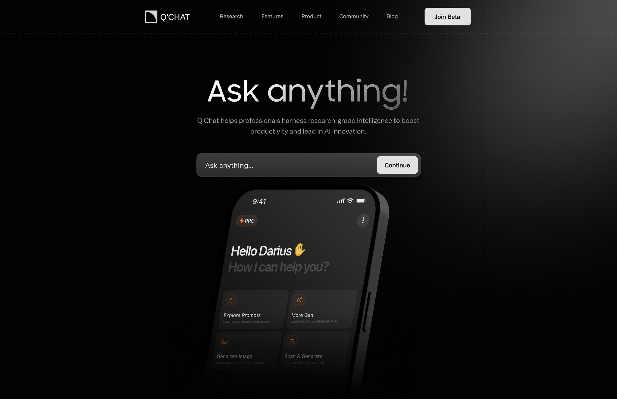Q'Chat Landing page design by Basit A. khan 👋 for Inspirux on Dribbble