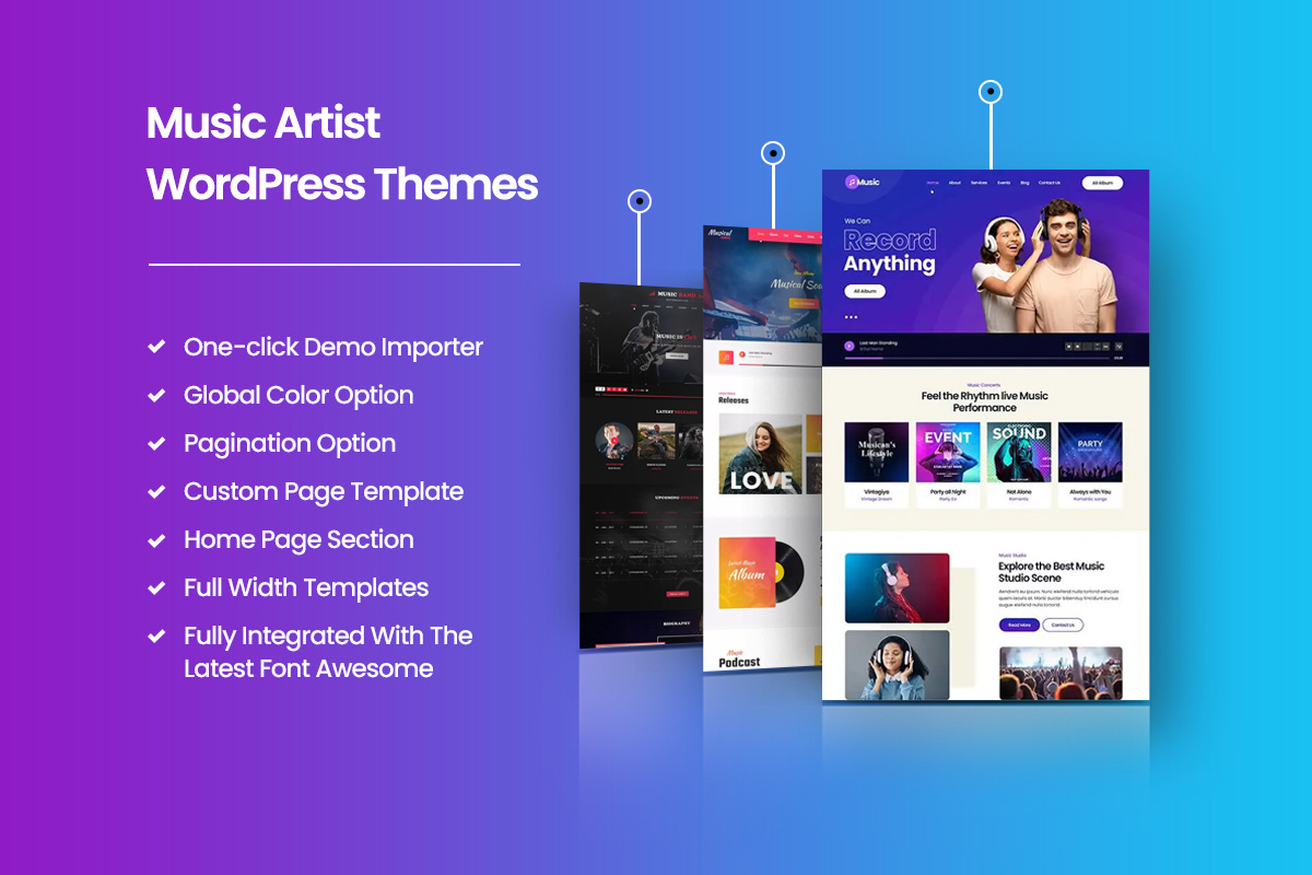 Best Free & Premium Music Artist WordPress Themes by SKT Themes on Dribbble
